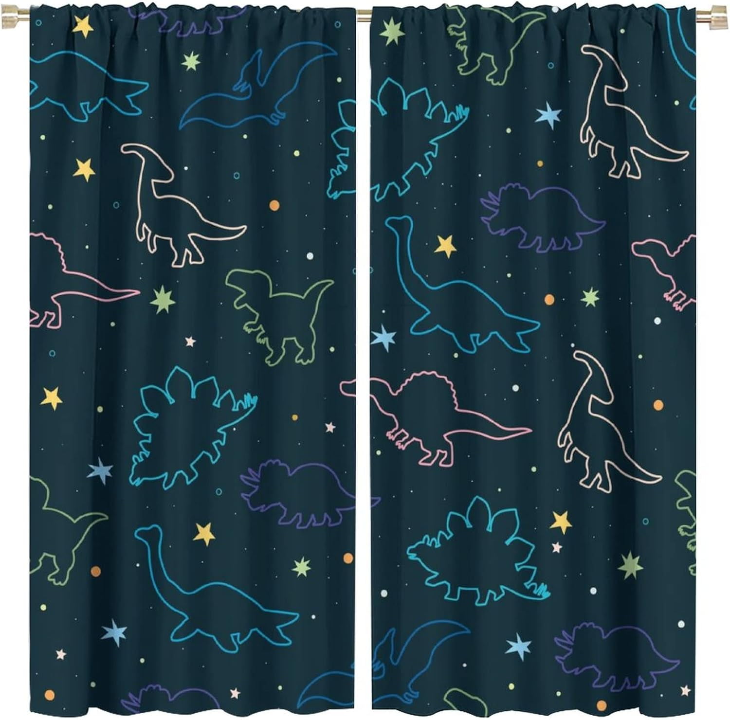 Cartoon Colorful Dinosaur Curtains for Kids Boys Girls Home Decor ...
