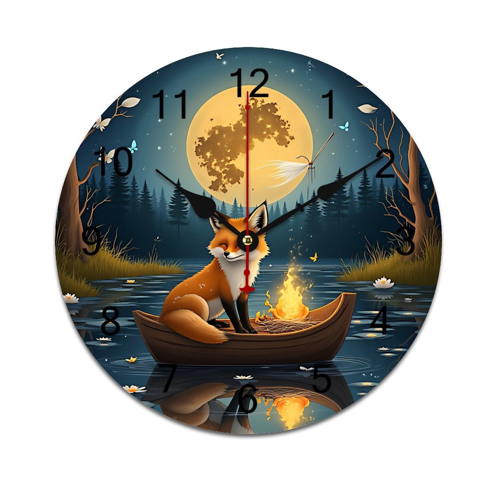 Cartoon Colorful Fox Bedroom Wall Clock Large Modern Kitchen Dinning ...