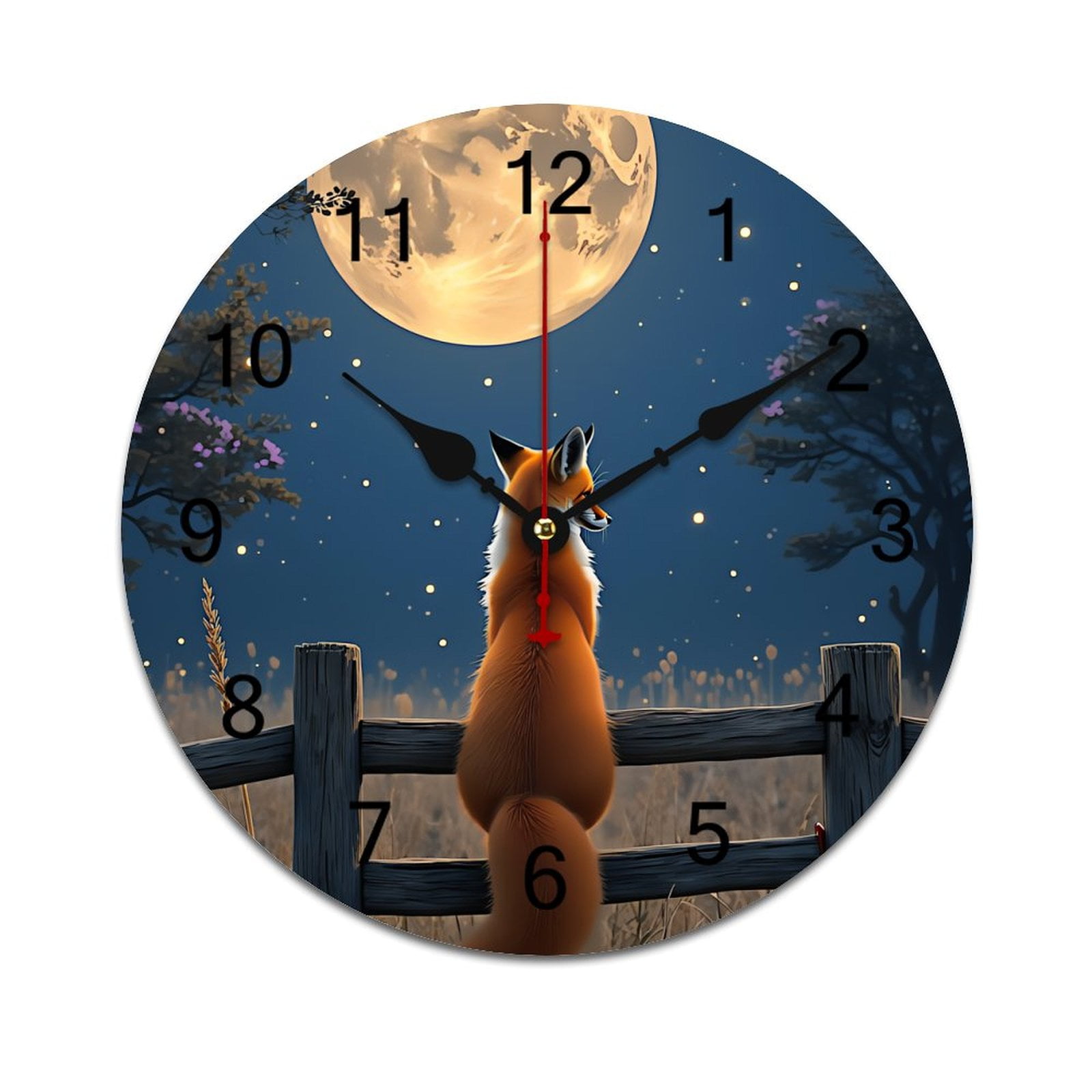 Cartoon Colorful Fox Bedroom Wall Clock Large Modern Kitchen Dinning ...