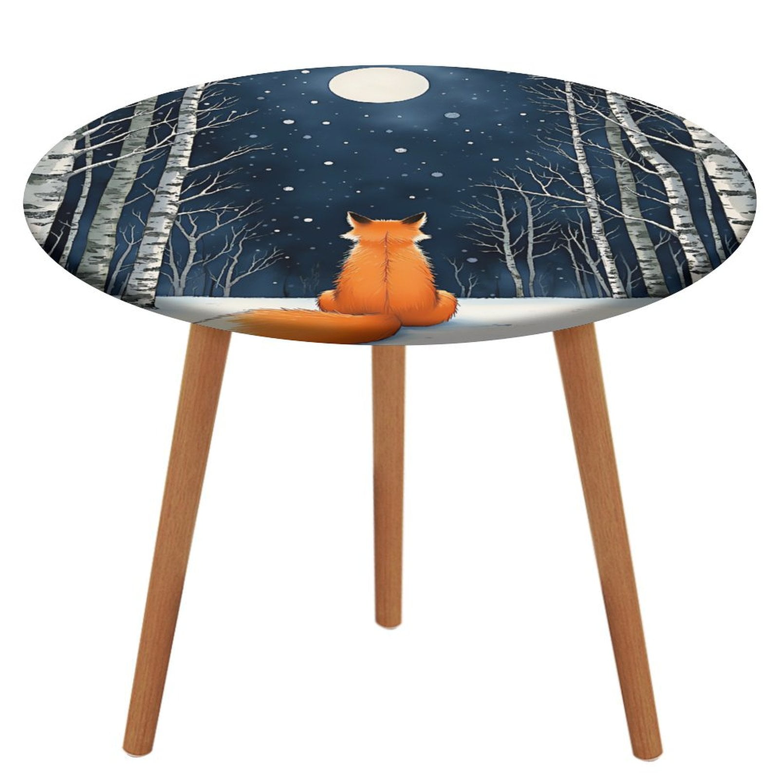 Cartoon Colorful Fox Pattern Round Tablecloth Waterproof Elastic Table ...
