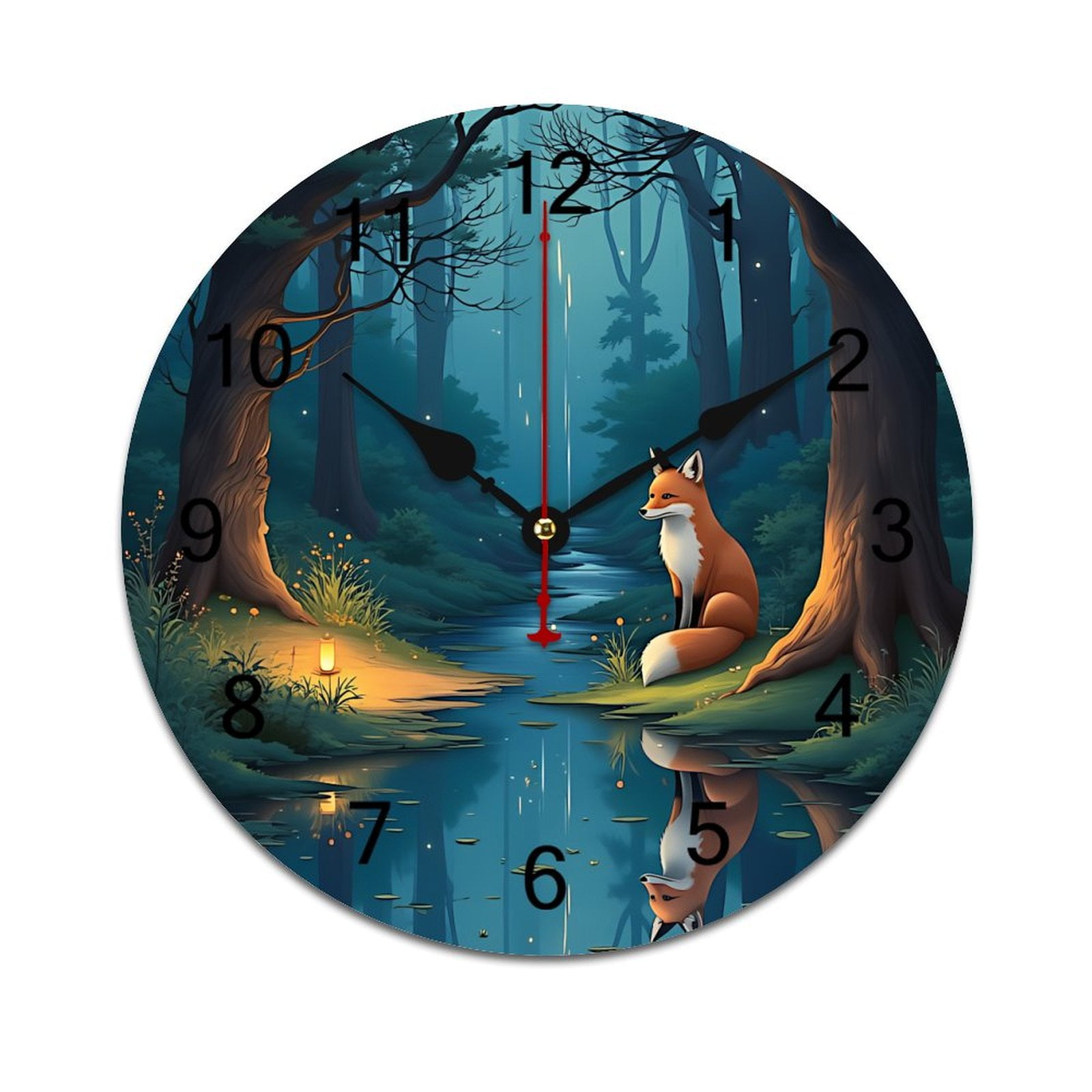 Cartoon Colorful Fox Time Decorative Wall Clocks Round Large Wall Watch ...