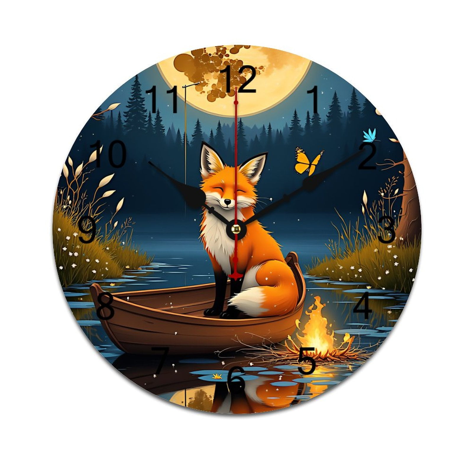 Cartoon Colorful Fox Time Decorative Wall Clocks Round Large Wall Watch Bedroom Home Decor 10 12 ...