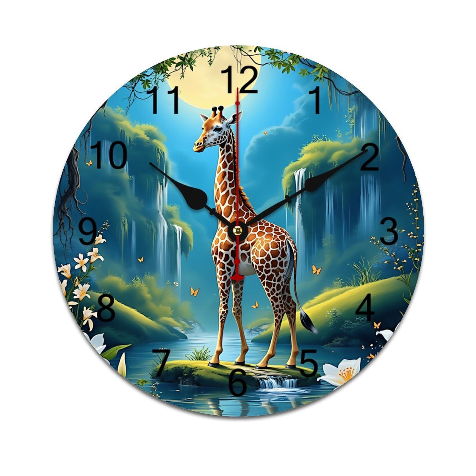 Cartoon Colorful Fox Time Decorative Wall Clocks Round Large Wall Watch ...
