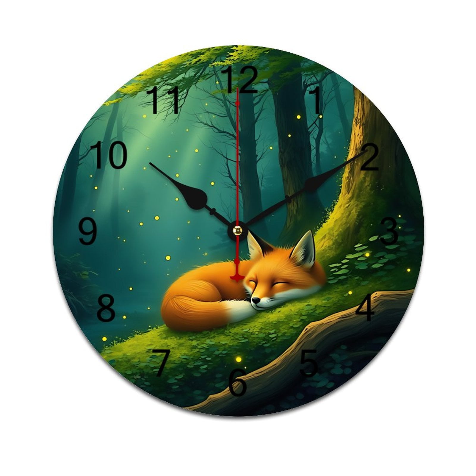 Cartoon Colorful Fox Time Decorative Wall Clocks Round Large Wall Watch ...