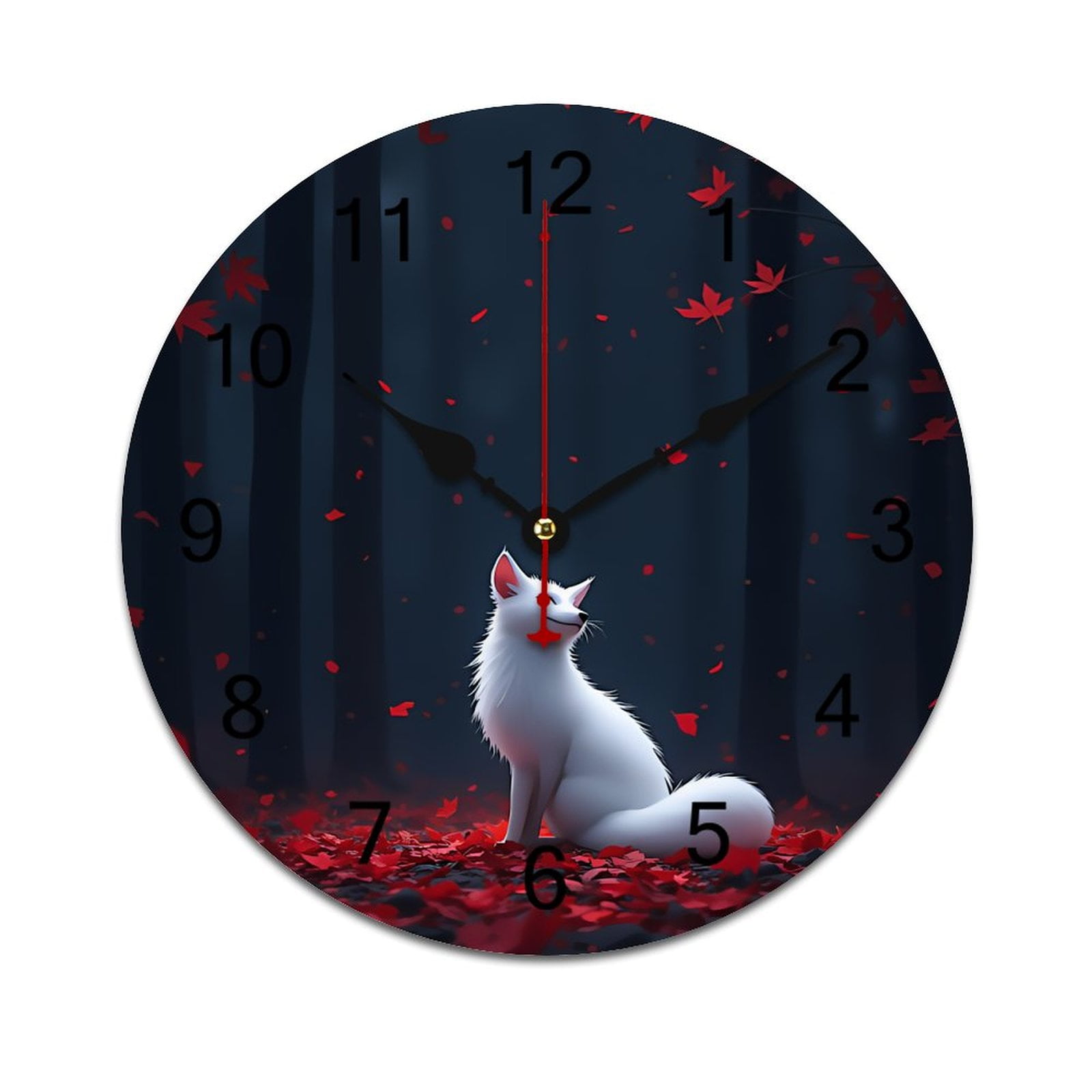 Cartoon Colorful Fox Word Saying Big Wall Clock Home Decor Art Watch ...