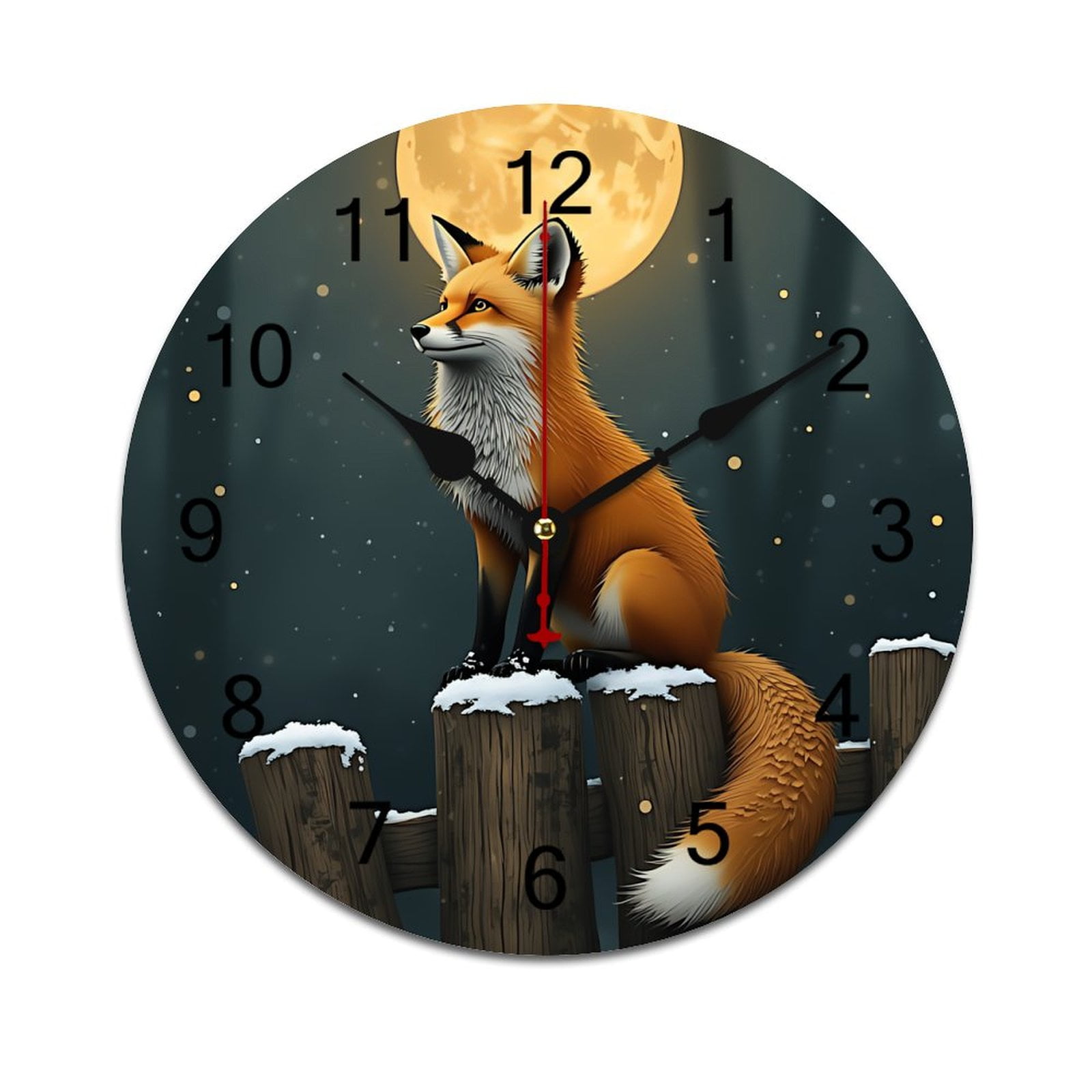 Cartoon Colorful Fox Word Saying Big Wall Clock Home Decor Art Watch ...