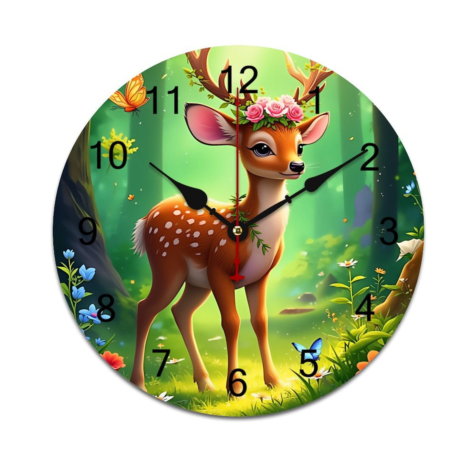 Cartoon Colorful Fox Word Saying Big Wall Clock Home Decor Art Watch ...