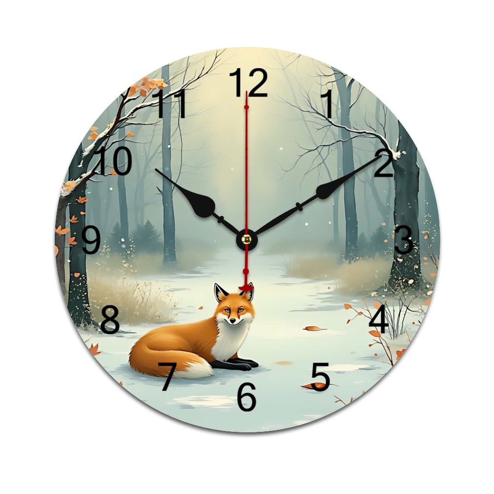 Cartoon Colorful Fox Word Saying Big Wall Clock Home Decor Art Watch ...