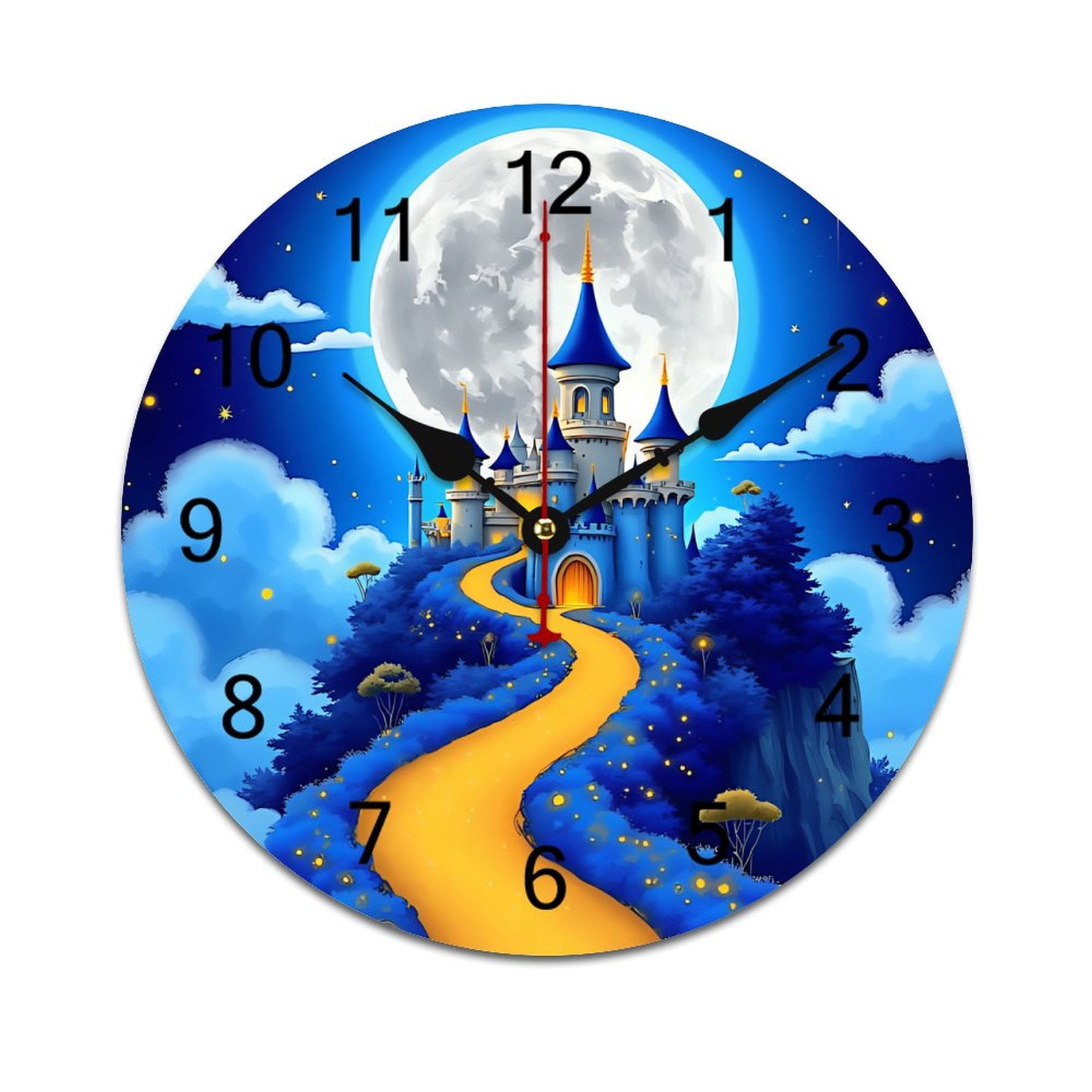Cartoon Colorful Fox Word Saying Big Wall Clock Home Decor Art Watch ...