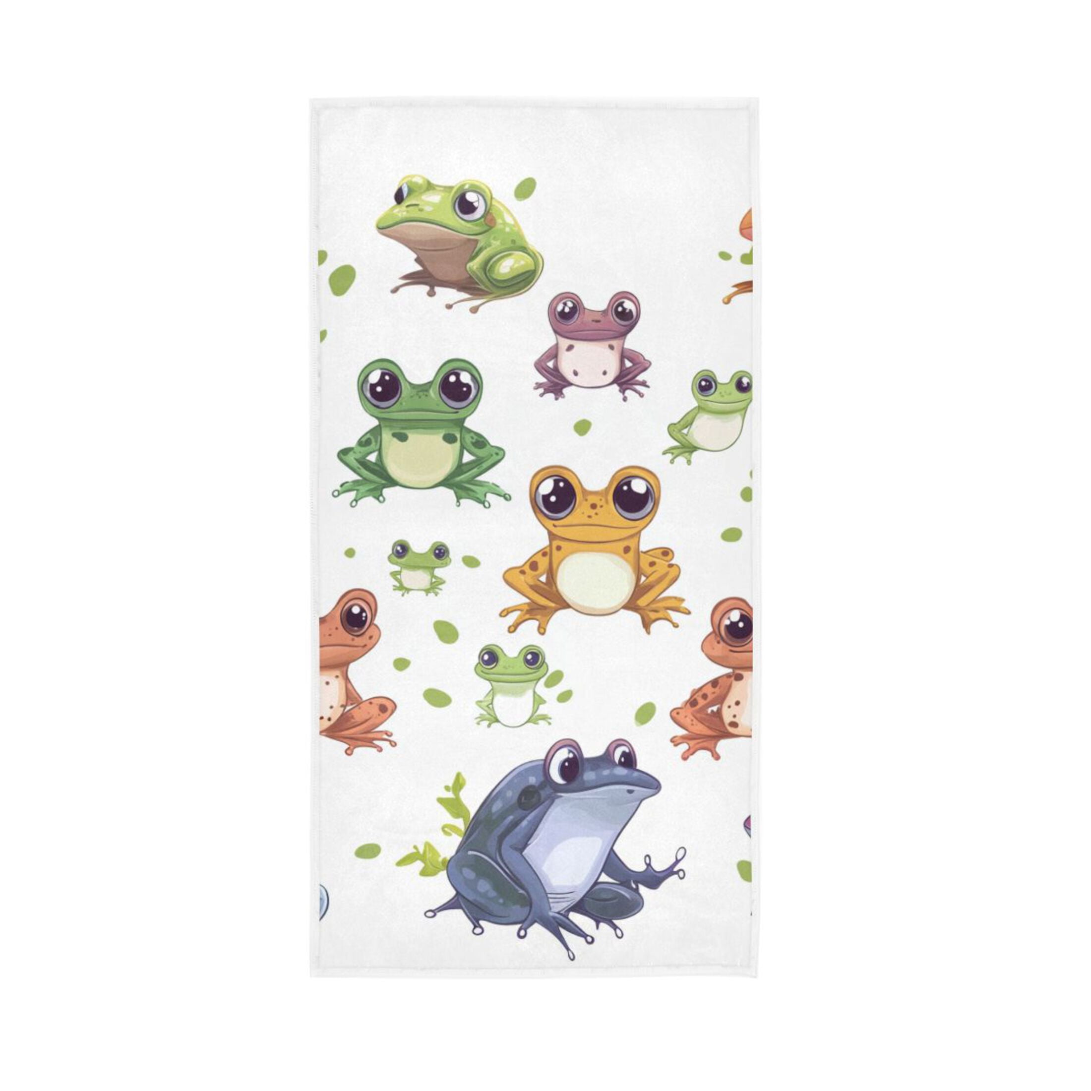 Cartoon Colorful Frog Face Towel Absorbent Hand Towels Bath Sport Gym ...
