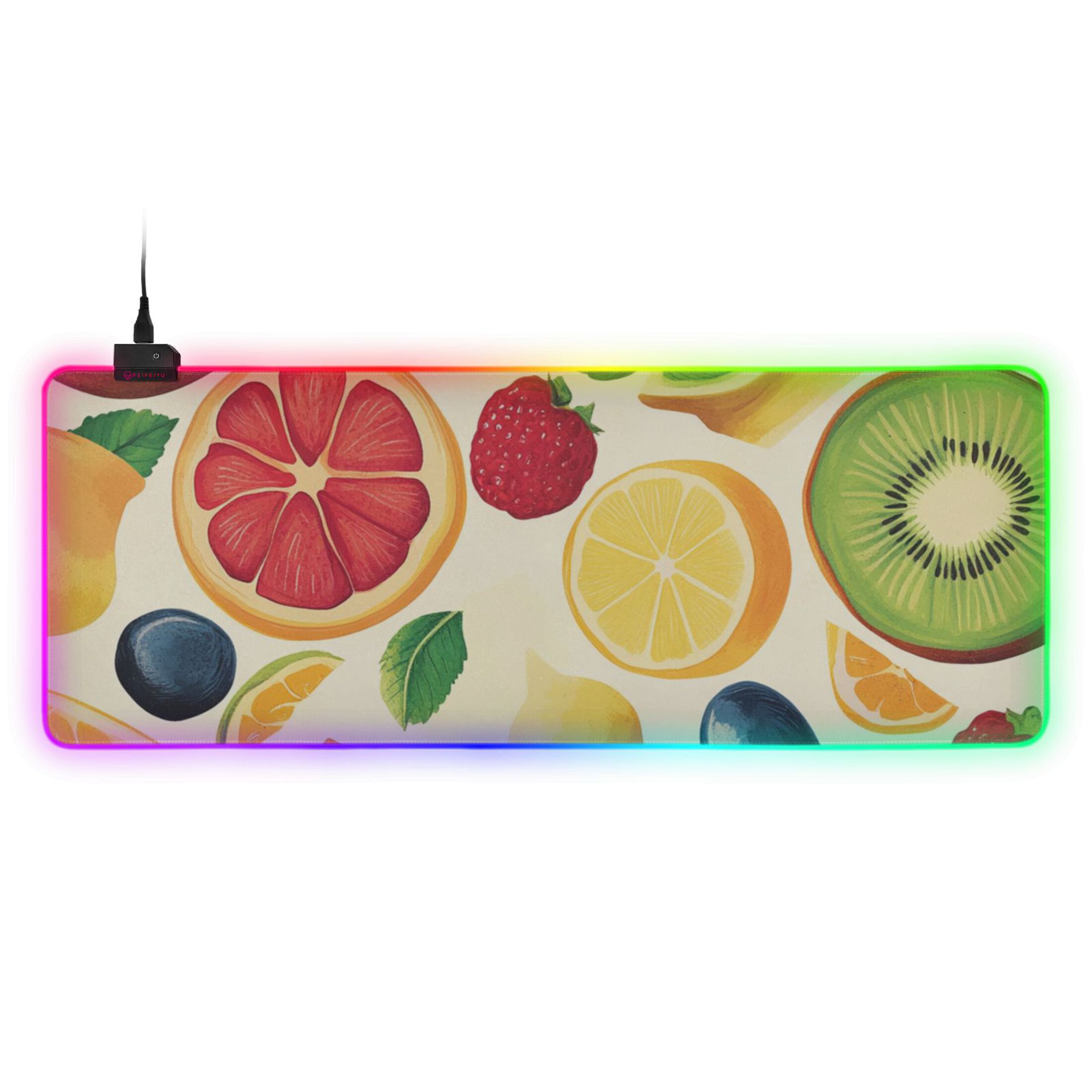 Cartoon Colorful Fruits RGB Gaming Mouse Pad Large Keyboard Mat Rubber ...