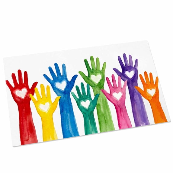 Cartoon Colorful Hands Door Mat 20x31.5 Inch Cute Watercolor Hands with ...