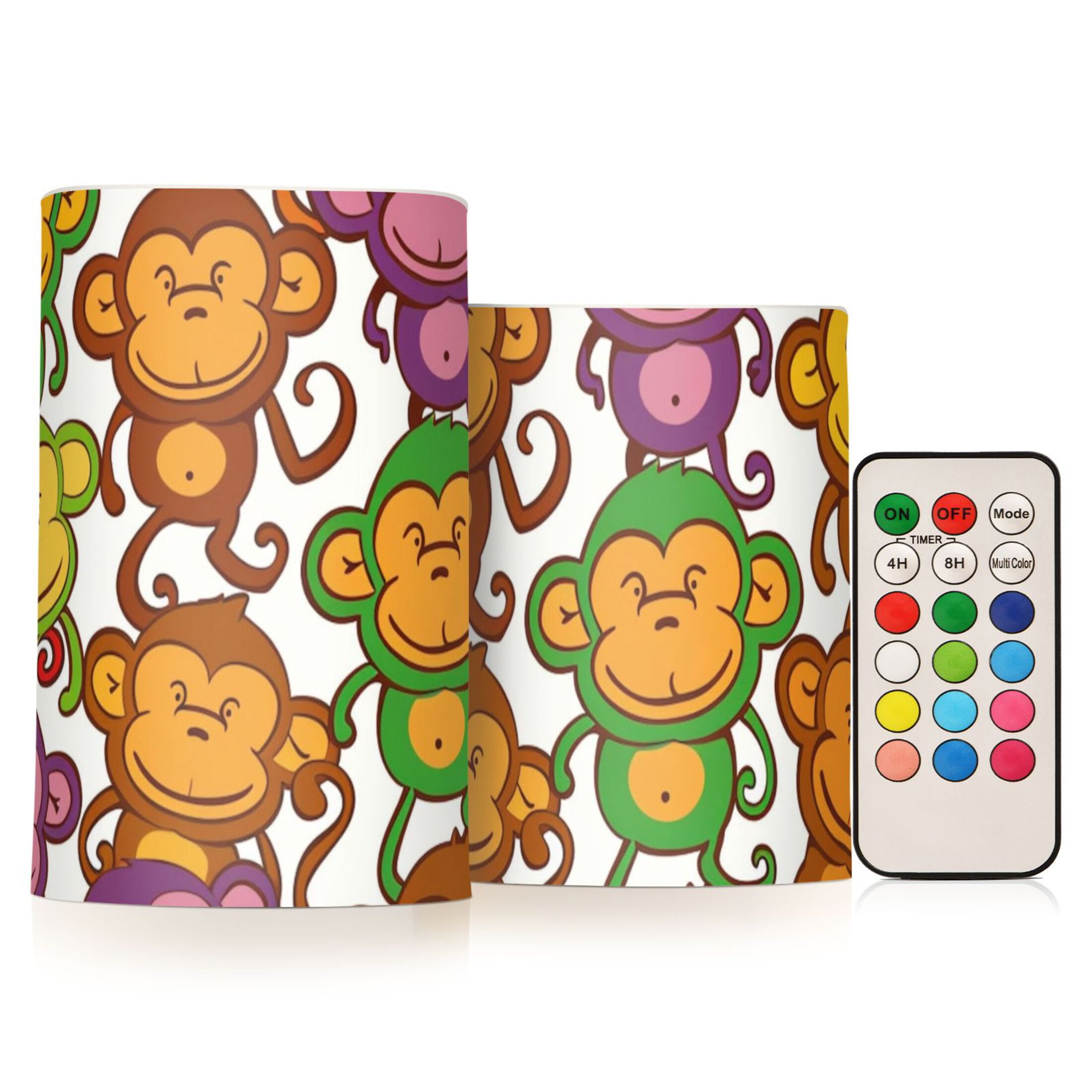 Cartoon Colorful Monkey Flickering Flameless LED Candles set of 2 ...