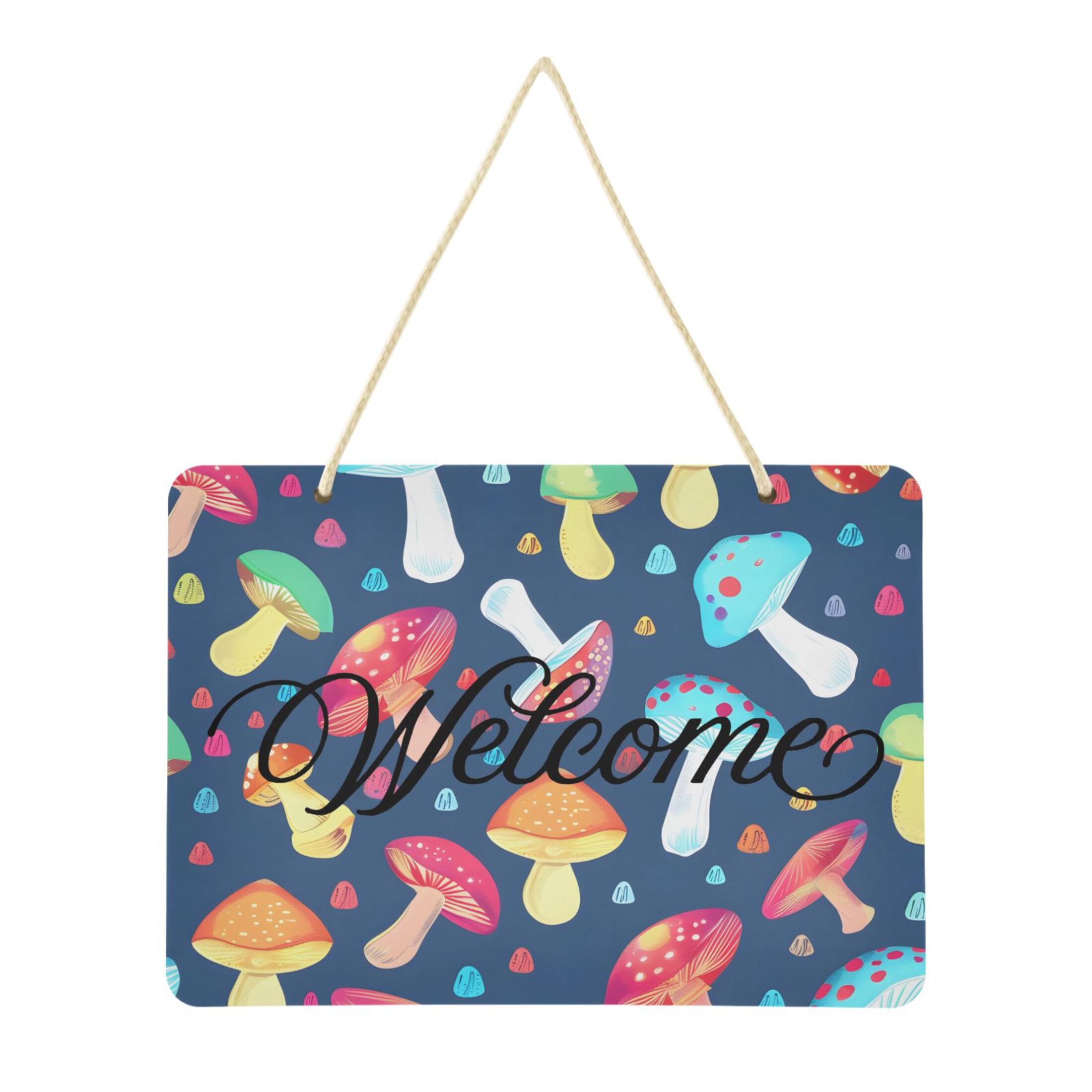Cartoon Colorful Mushrooms Welcome Sign Front Door PVC 14x10 inch ...