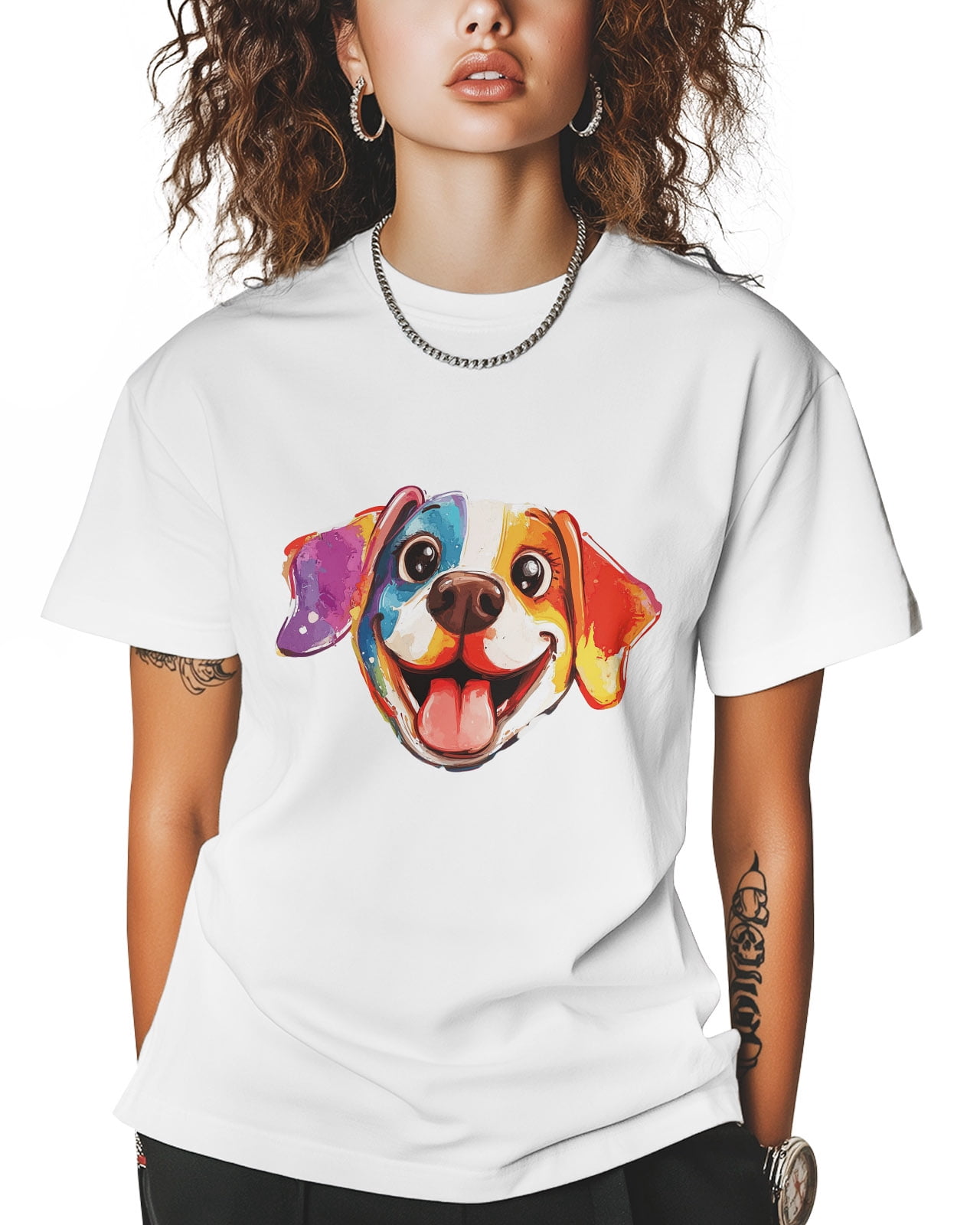 Cartoon Colorful T Shirts for Women Short Sleeve Cotton Crewneck T ...