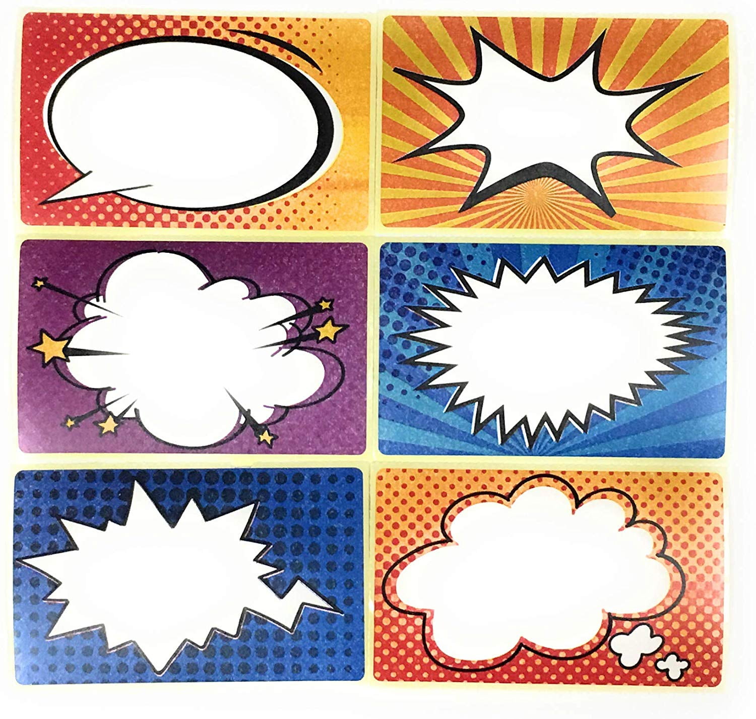 Cartoon/Comic Superhero Name Tag Labels, Colored Stickers 204 Per Roll ...