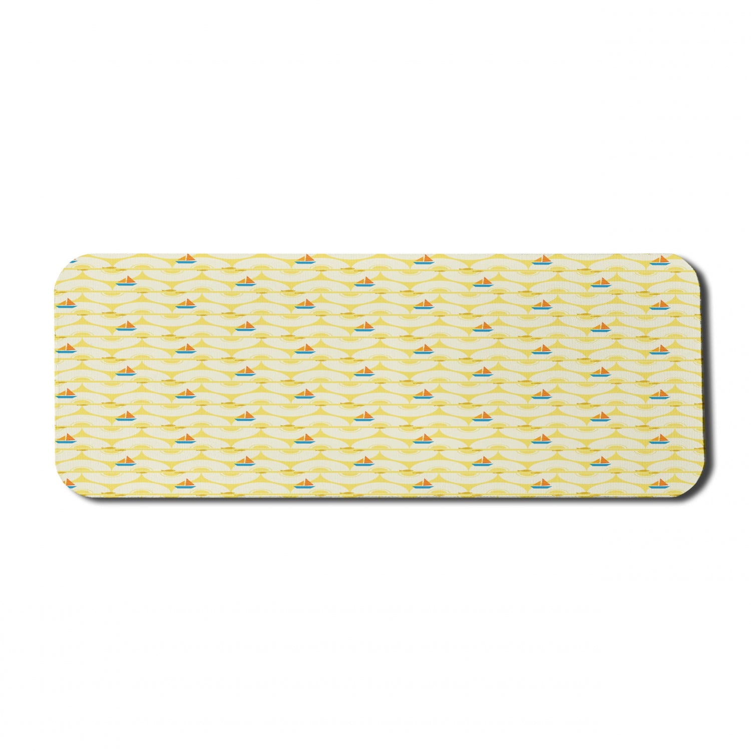 Cartoon Computer Mouse Pad, Marine Theme of Boats and Fish with Halved ...
