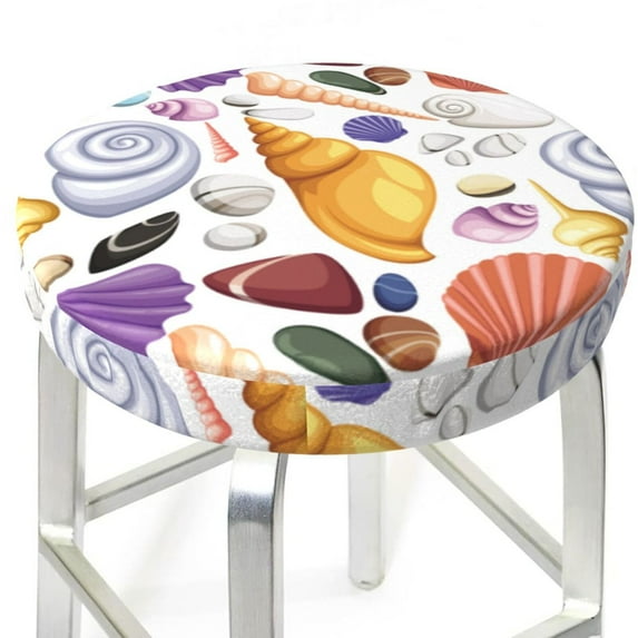 Cartoon Conch Shell Bar Stool Covers - Stretch Round Seat Covers with ...