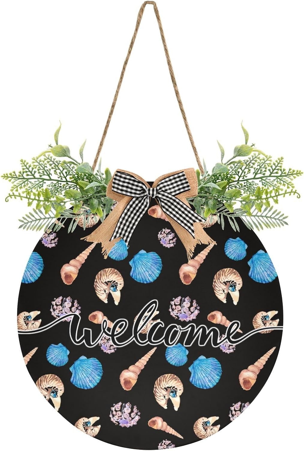 Cartoon Conch Shell Welcome Sign Farmhouse Front Porch Door Hanging ...