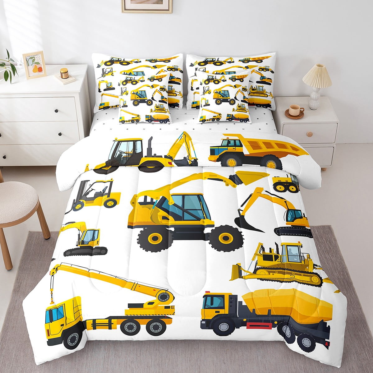 Cartoon Construction Bed in a Bag King Size Comforter Set 7 Pieces ...