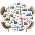 Cartoon Construction Vehicle Round Tablecloth 36-44 Inch Round Fitted ...