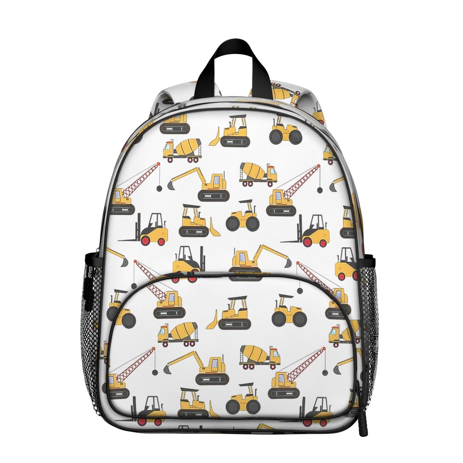 Cartoon Construction Vehicle Students Backpack - Truck, Tractor Print ...