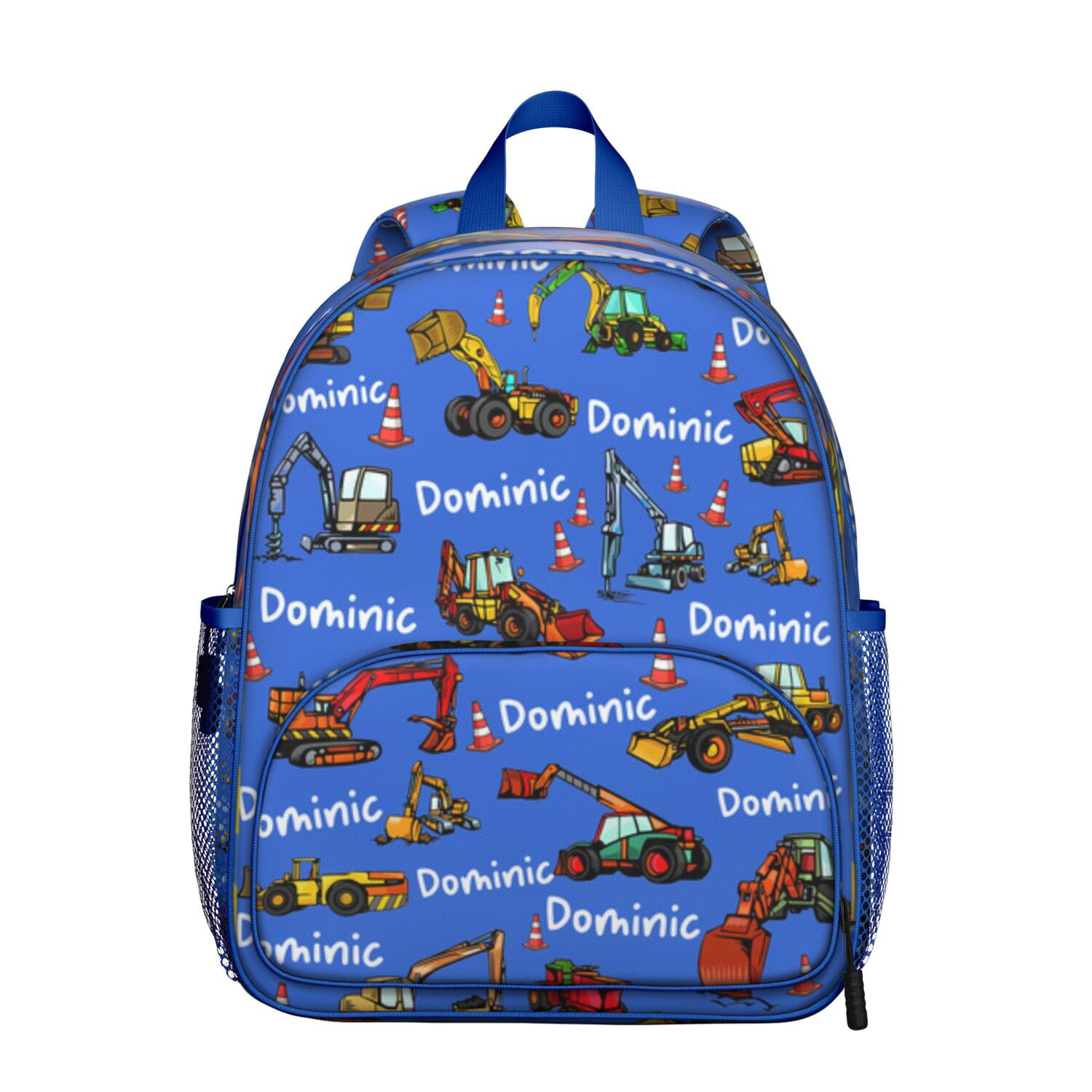 Cartoon Construction Vehicle Students Backpack - Truck, Tractor Print ...