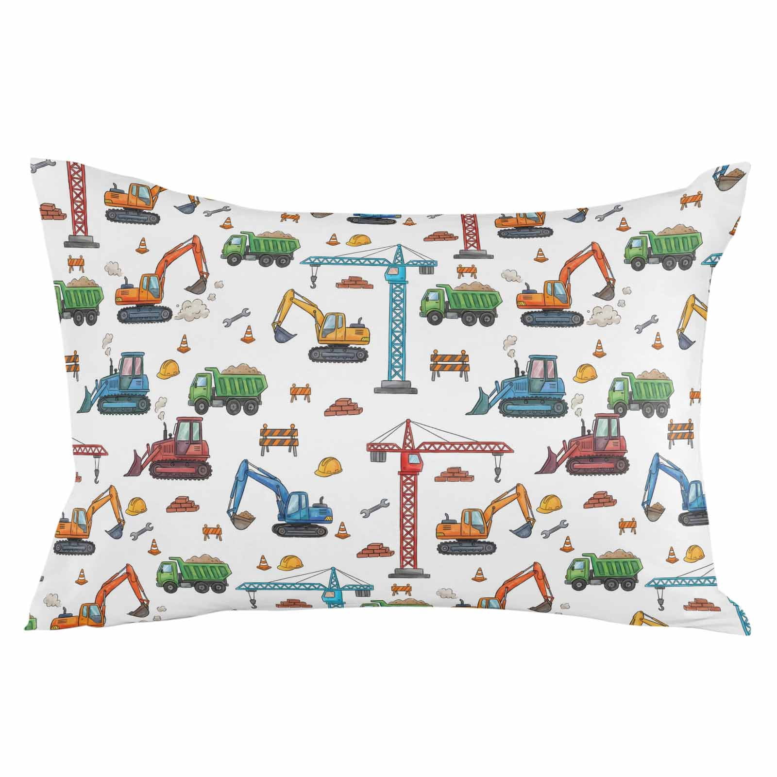 Cartoon Construction Vehicle Throw Pillow Cover 20 x 26 Inch Decorative ...