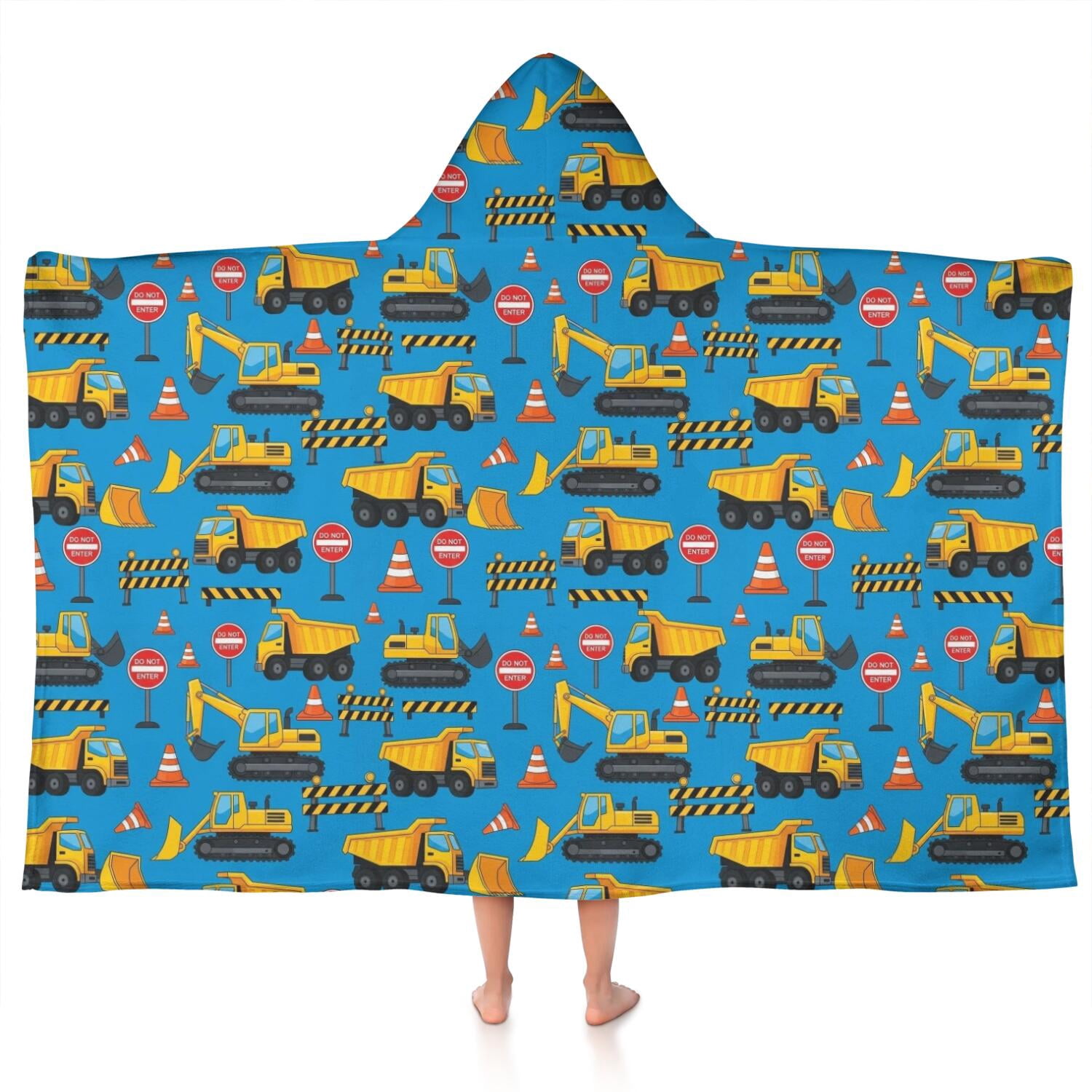 Cartoon Construction Vehicles Barriers Hooded Bath Towel，50"x30" for ...