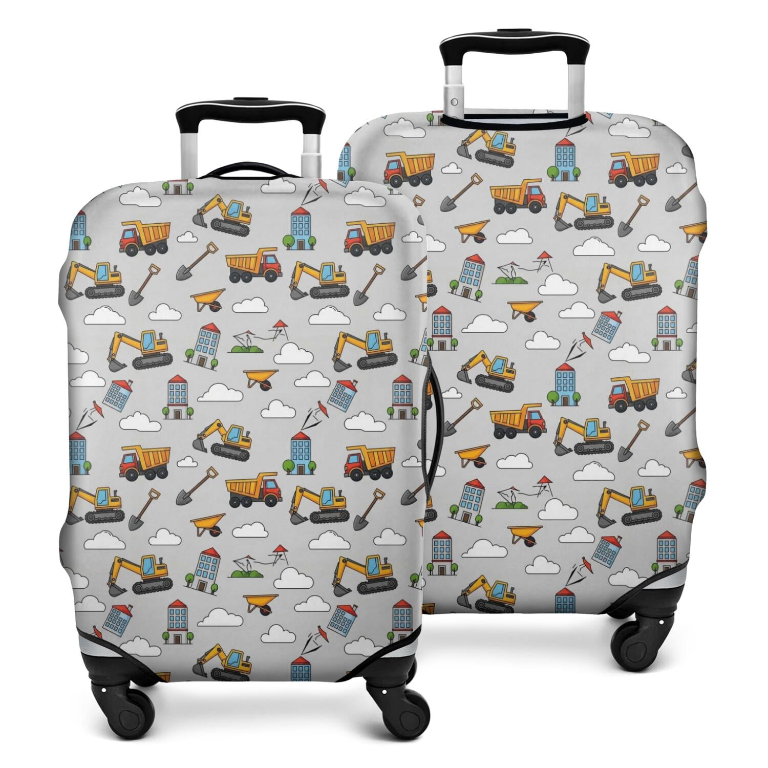 Cartoon Construction Vehicles Buildings Luggage Cover Fashion Suitcase ...