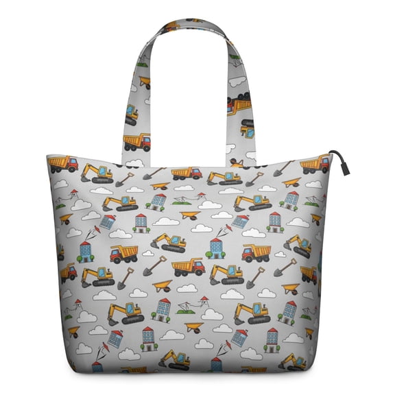 Cartoon Construction Vehicles Buildings Travel Tote Bags for Women ...