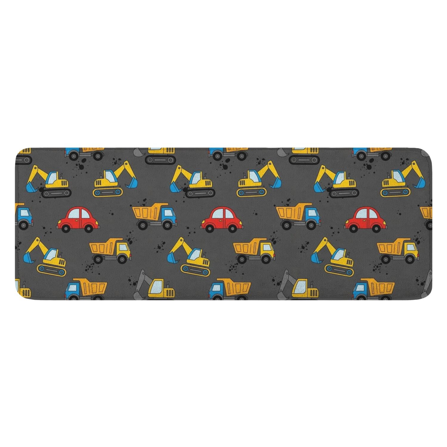 Cartoon Construction Vehicles Dump Trucks Kitchen Rug Mat,Kitchen ...