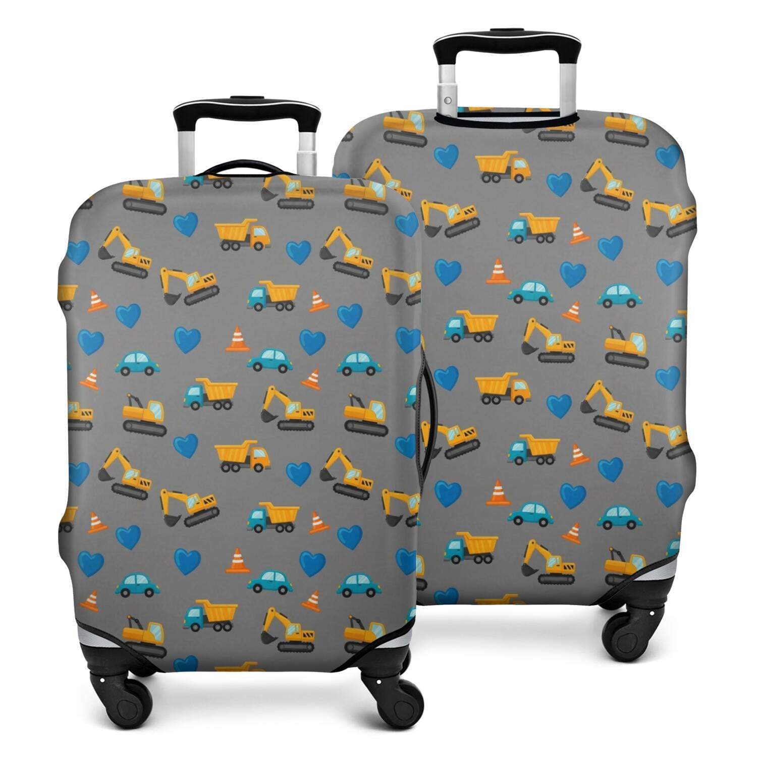 Cartoon Construction Vehicles Hearts Luggage Cover Fashion Suitcase ...