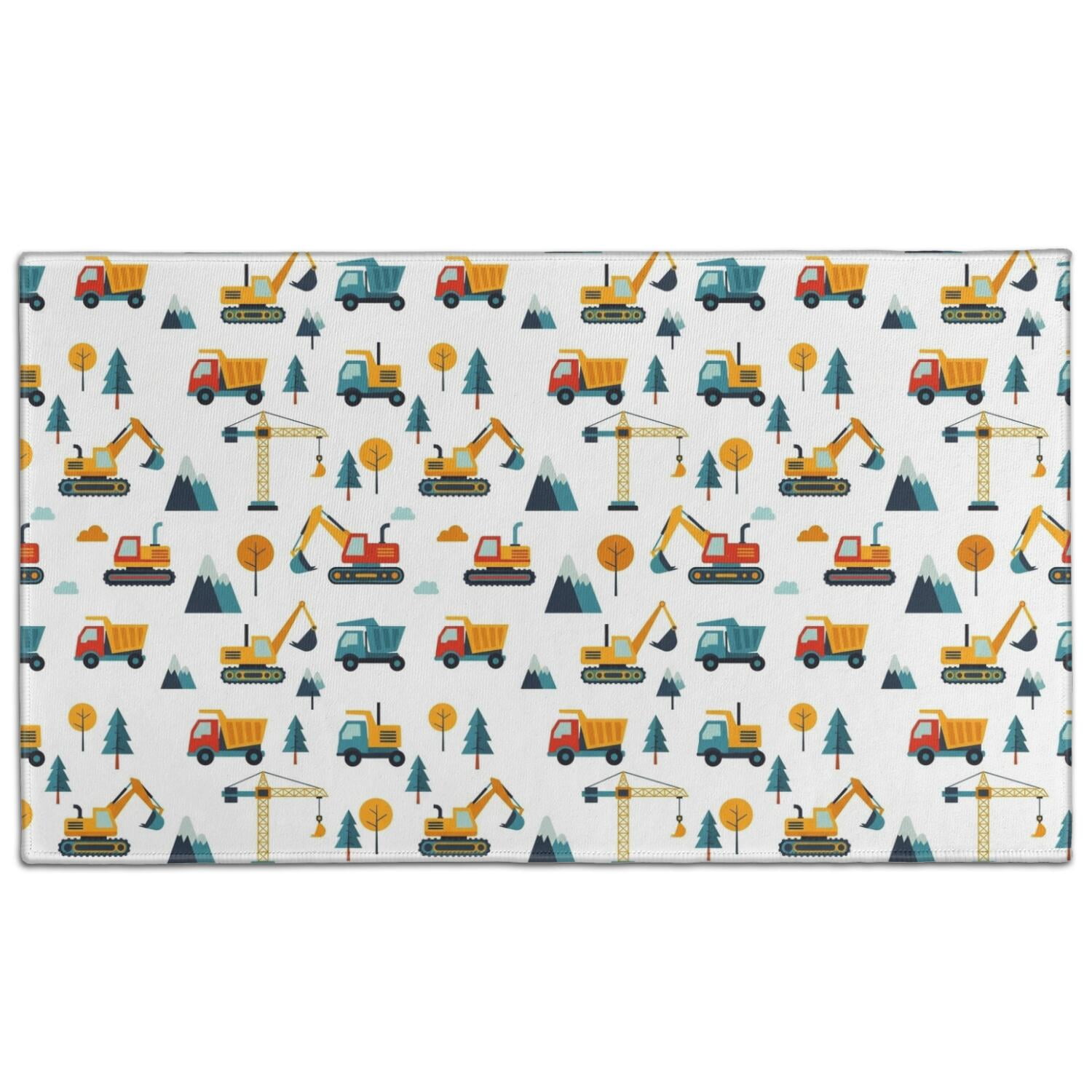 Cartoon Construction Vehicles Mountains Door Rugs,Washable Non Slip ...
