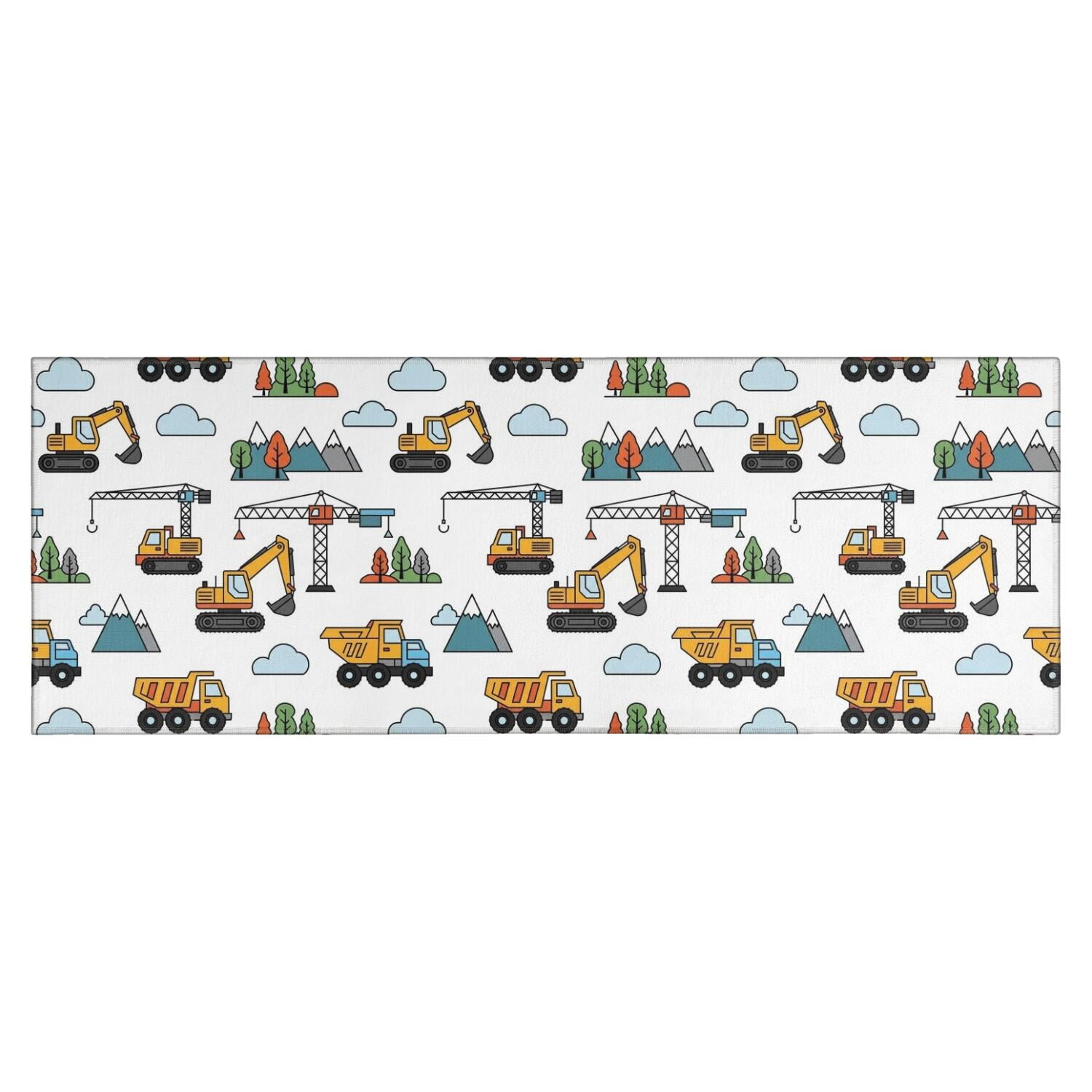 Cartoon Construction Vehicles Mountains Kitchen Rug Mat,Kitchen Runner ...