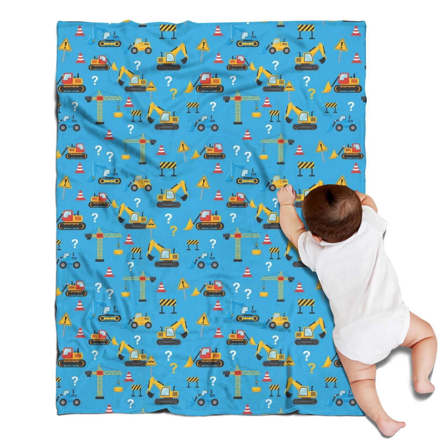 Cartoon Construction Vehicles Question Marks Blanket,Comfortable Soft ...