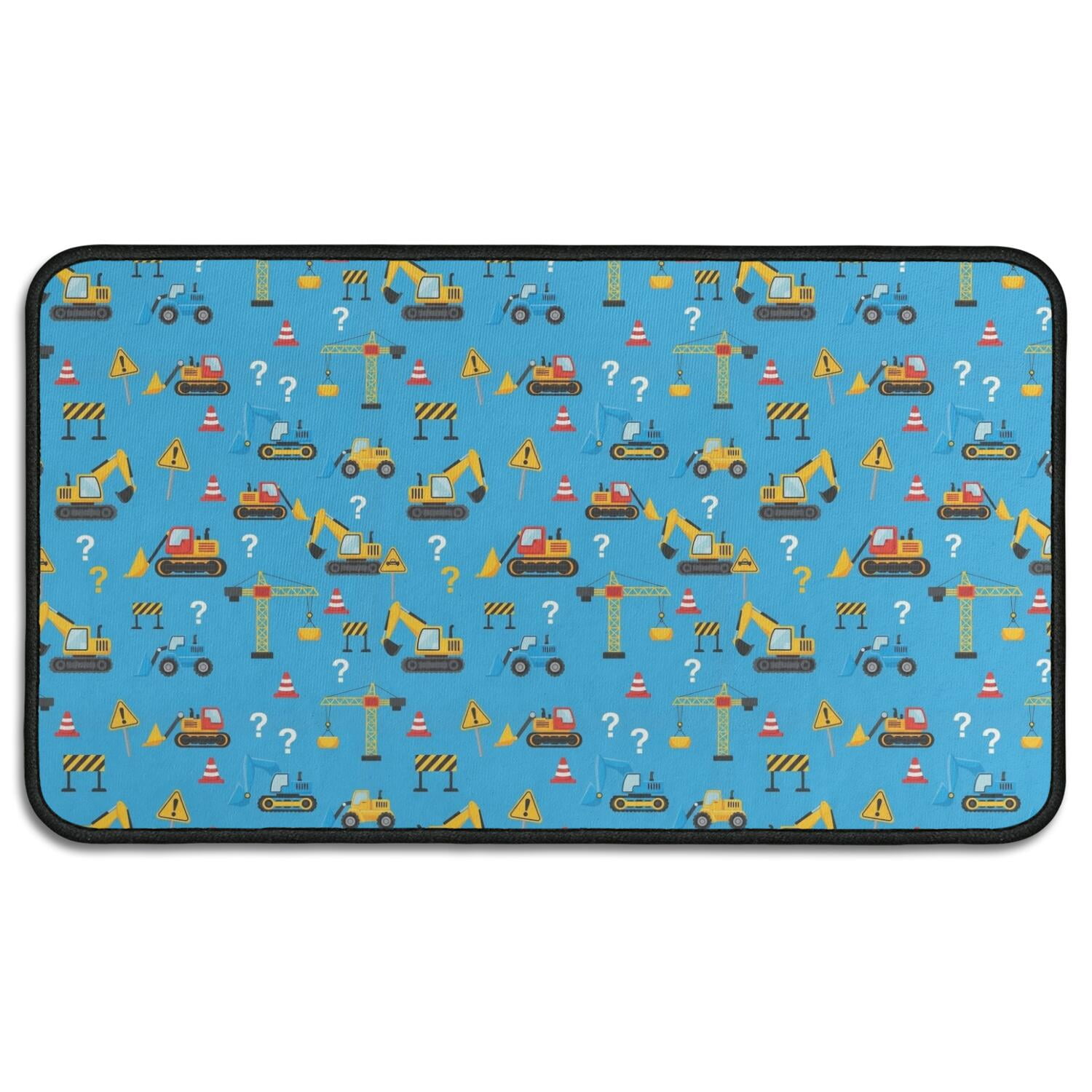Cartoon Construction Vehicles Question Marks Door Rugs,Washable Non ...