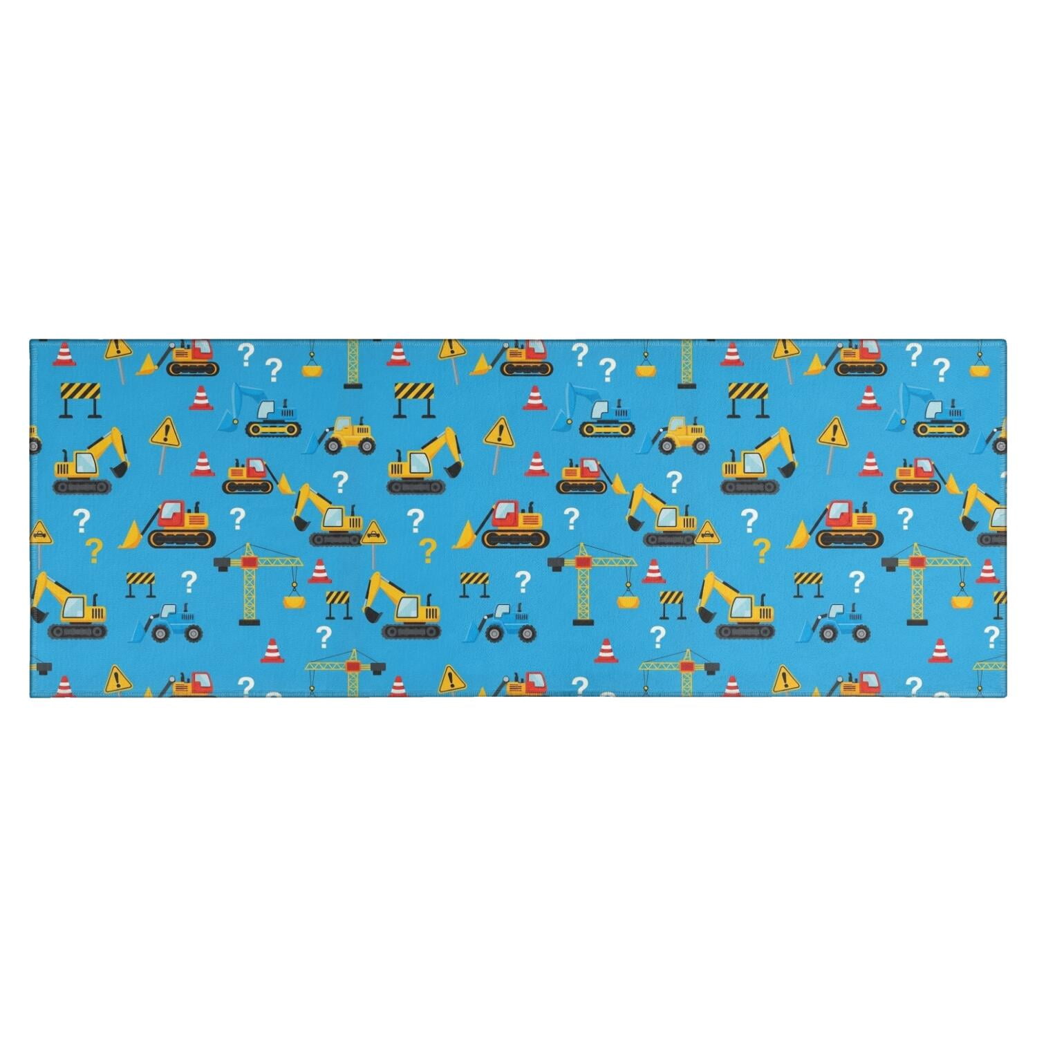 Cartoon Construction Vehicles Question Marks Kitchen Rug Mat,Kitchen ...