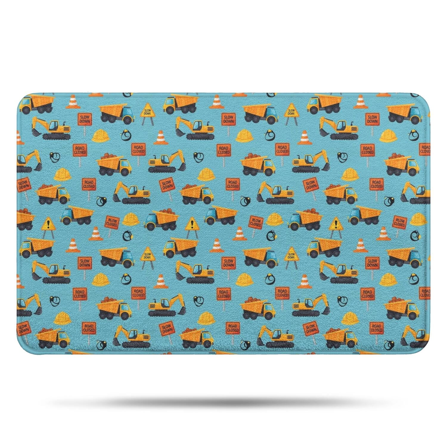 Cartoon Construction Vehicles Road Signs Bathroom Rugs Mat,Non Slip ...