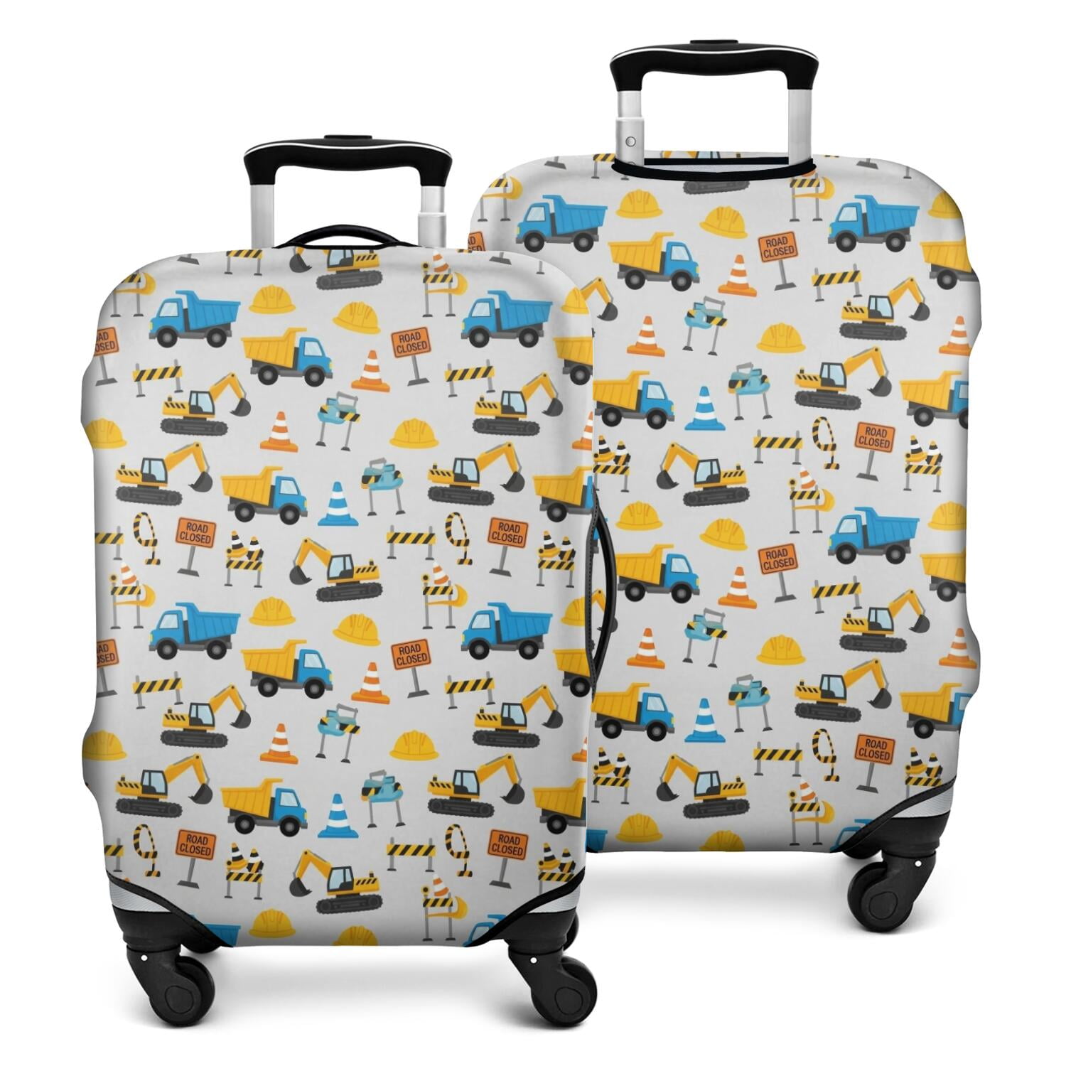 Cartoon Construction Vehicles Road Signs Luggage Cover Fashion Suitcase ...