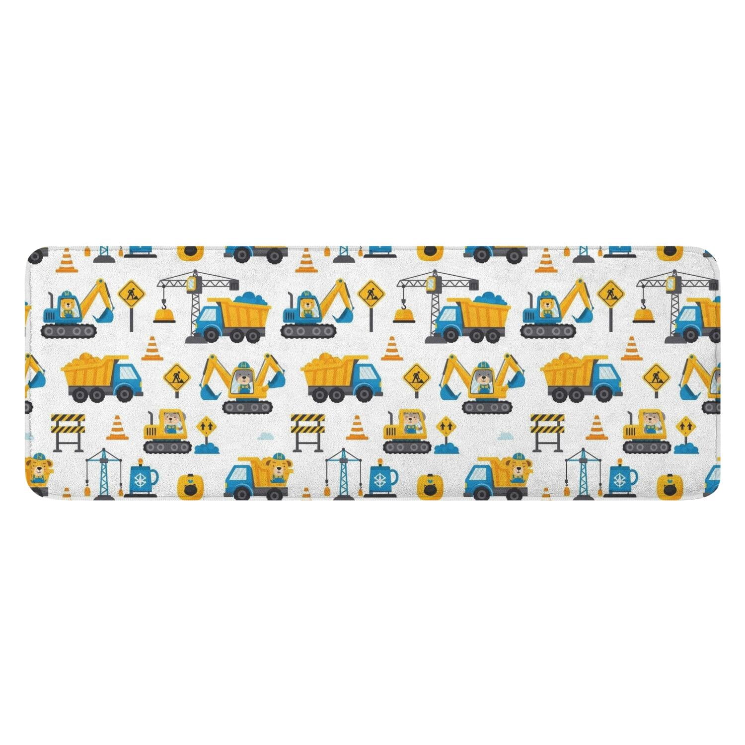 Cartoon Construction Vehicles Safety Signs Kitchen Rug Mat,Kitchen ...
