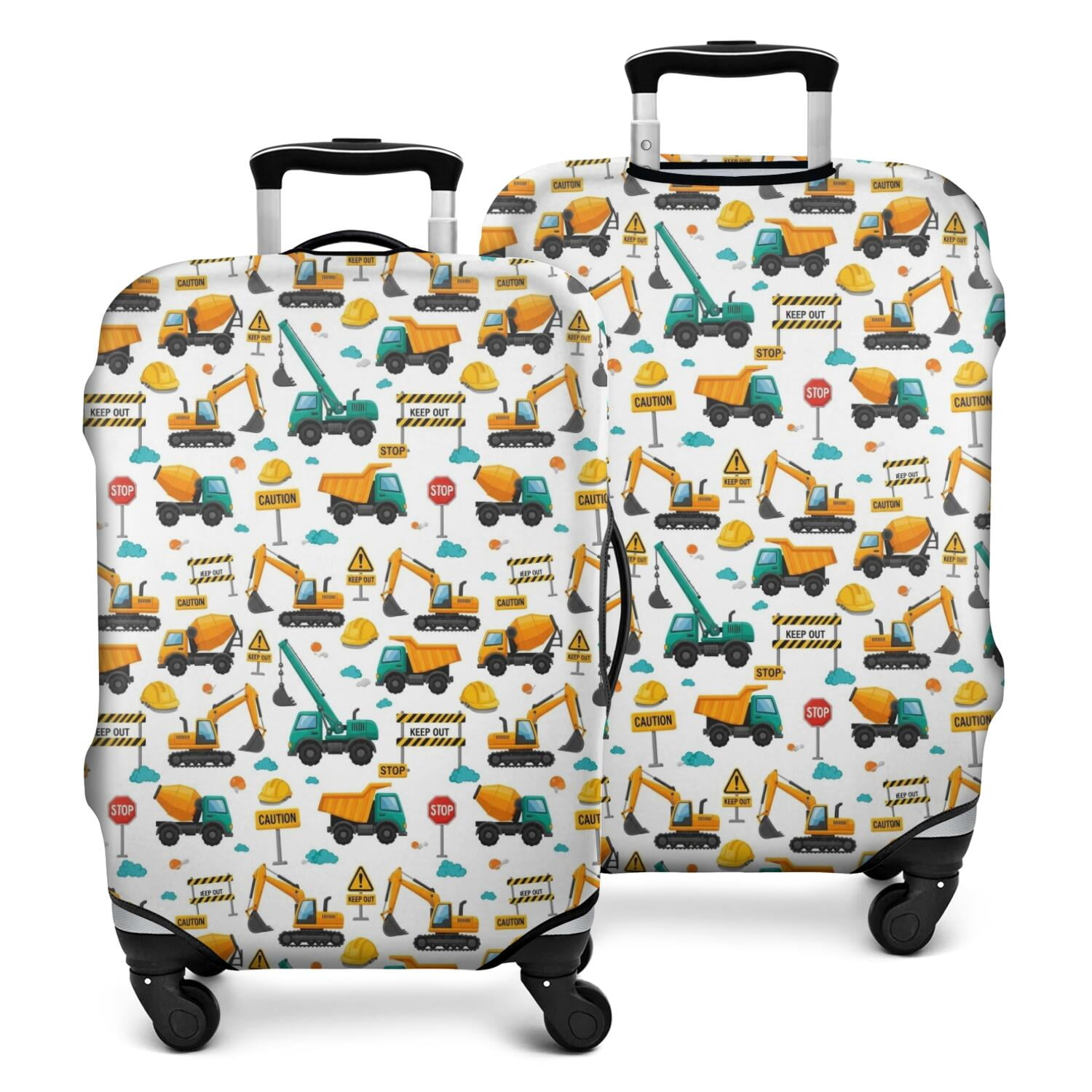 Cartoon Construction Vehicles Safety Signs Luggage Cover Fashion ...