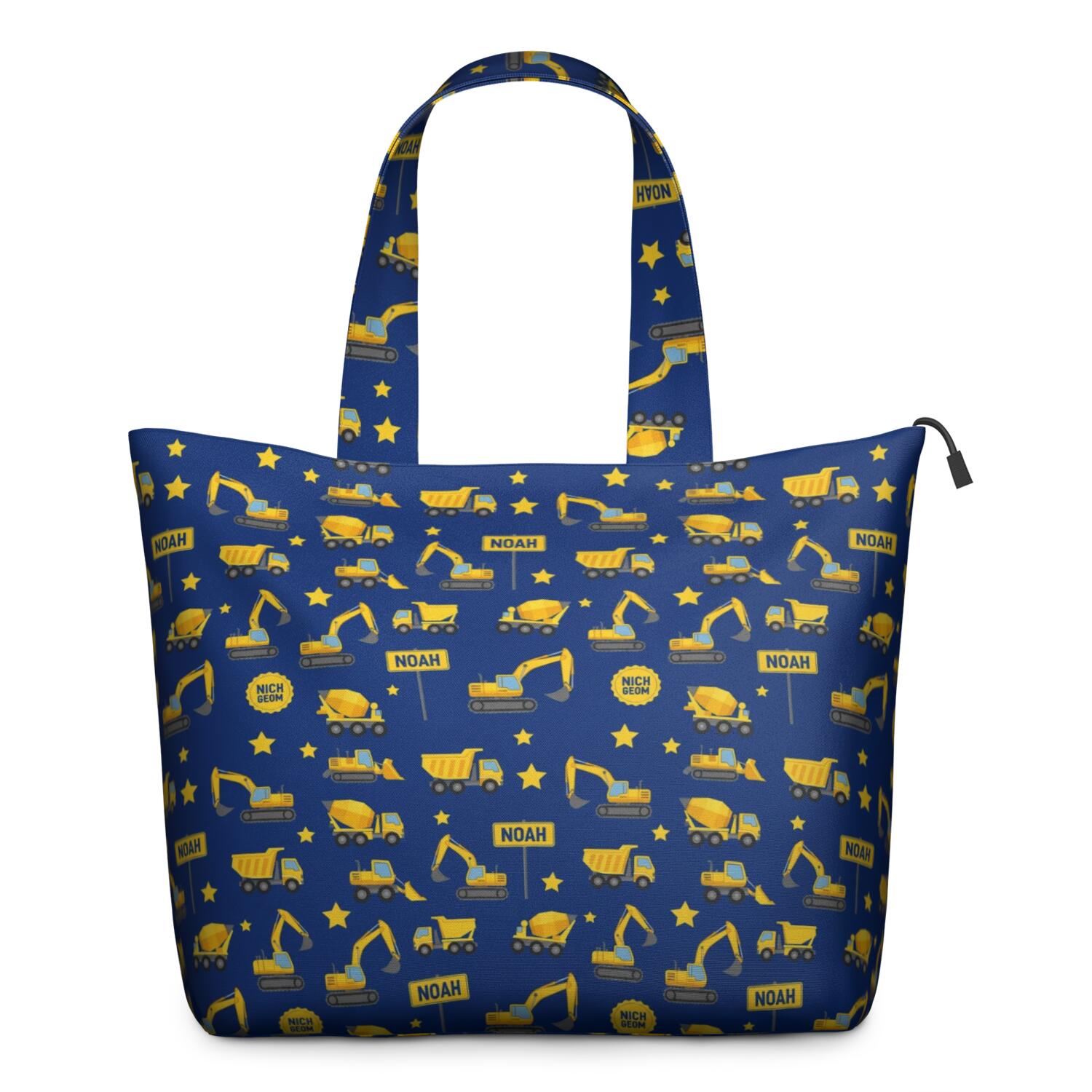 Cartoon Construction Vehicles Stars Travel Tote Bags for Women Carry On ...
