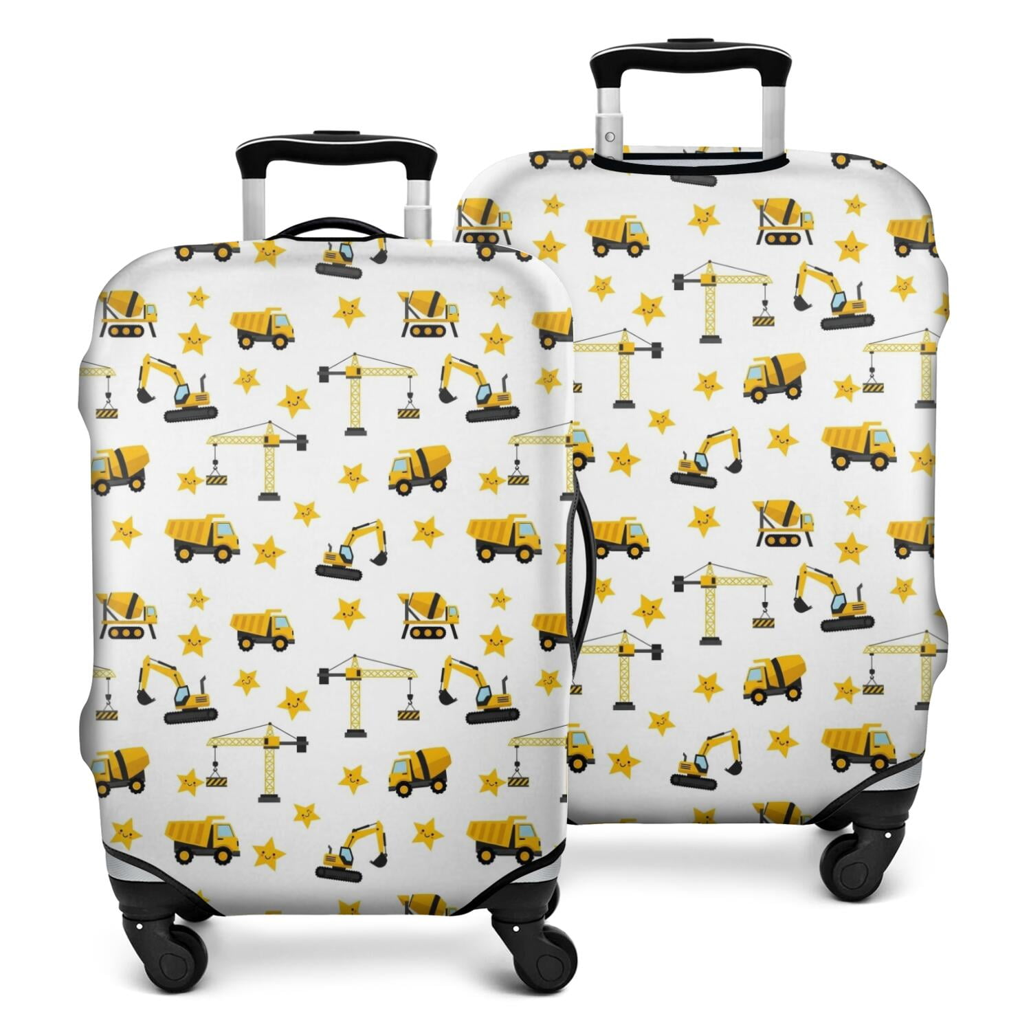Cartoon Construction Vehicles Stars White Pattern Luggage Cover Fashion ...