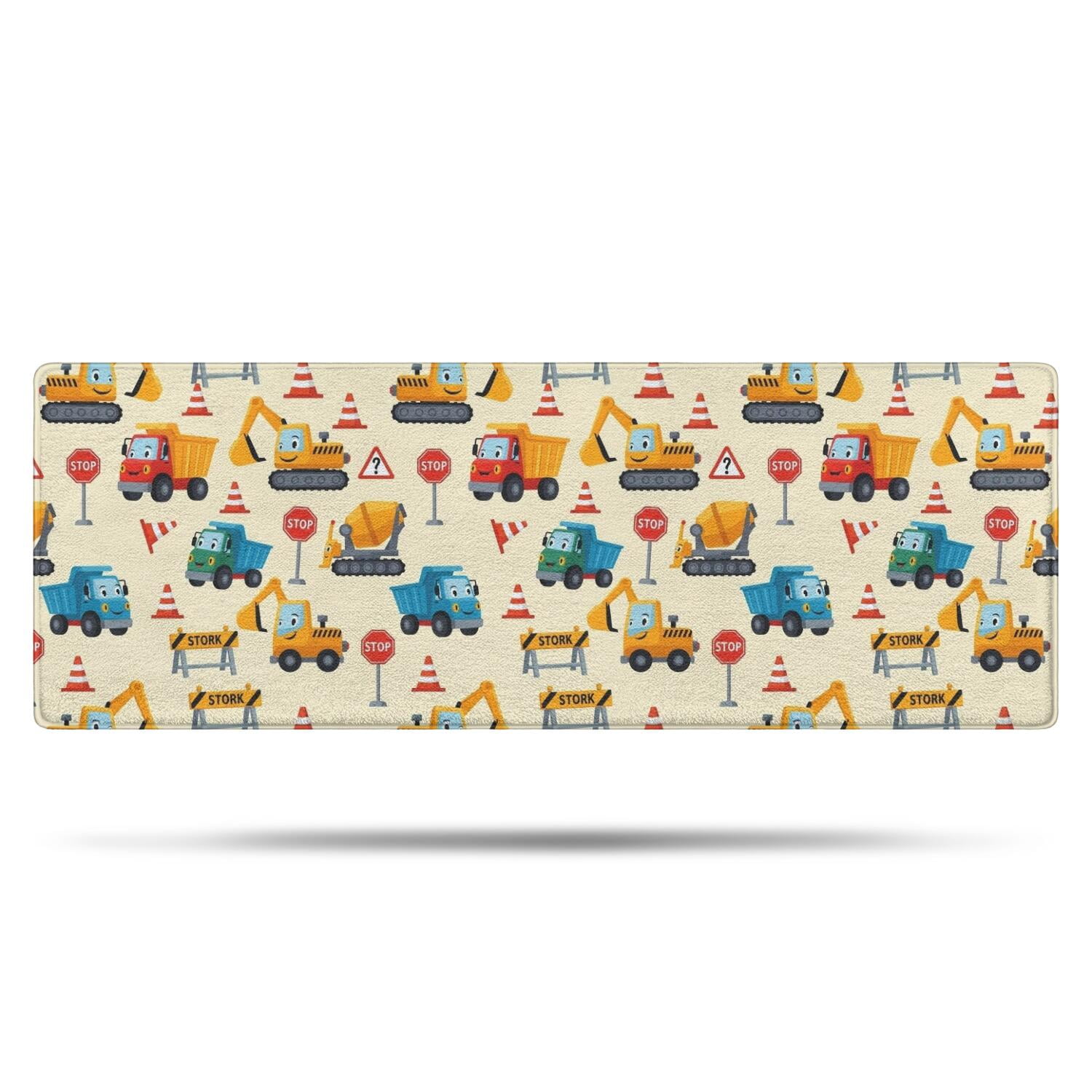 Cartoon Construction Vehicles Stop Signs Bathroom Rugs Mat,Non Slip ...