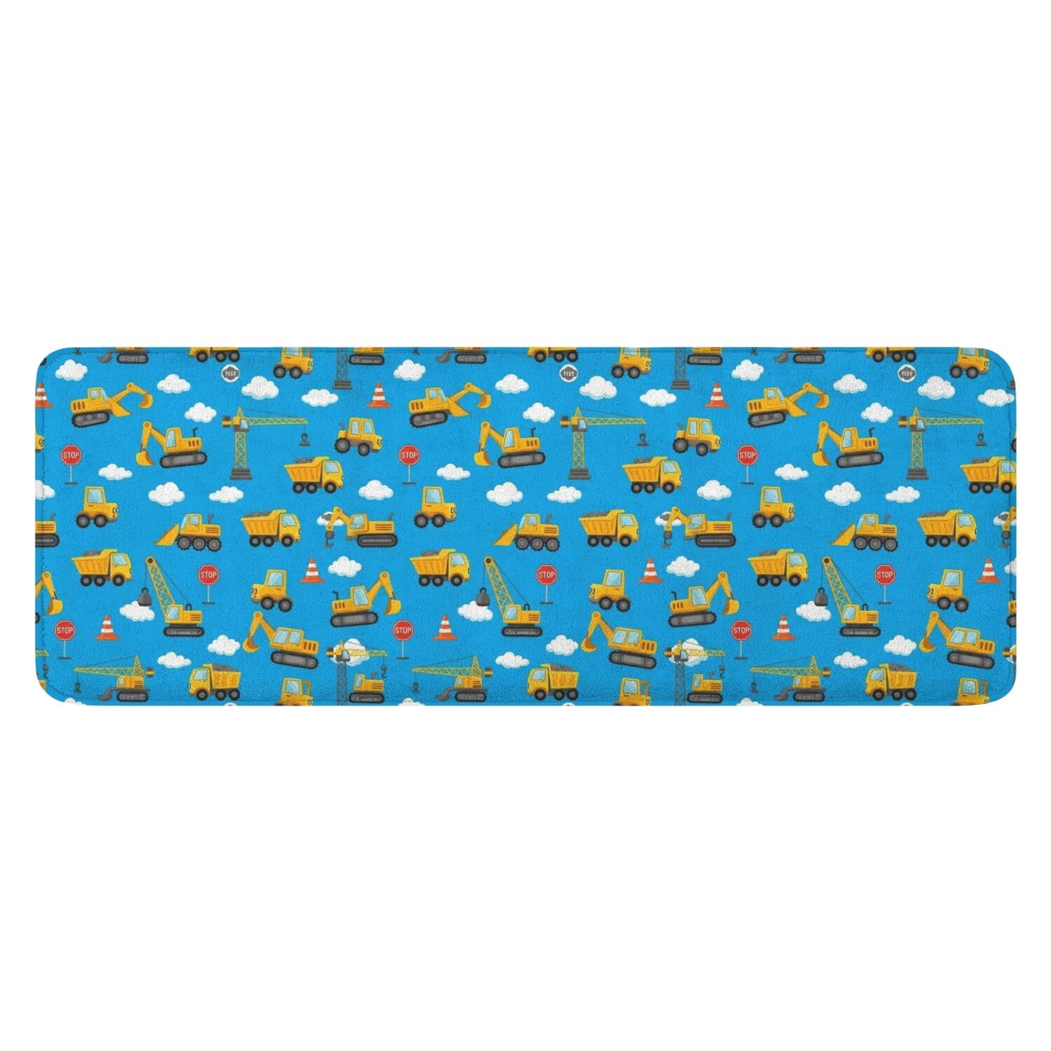 Cartoon Construction Vehicles Traffic Cones Kitchen Rug Mat,Kitchen ...