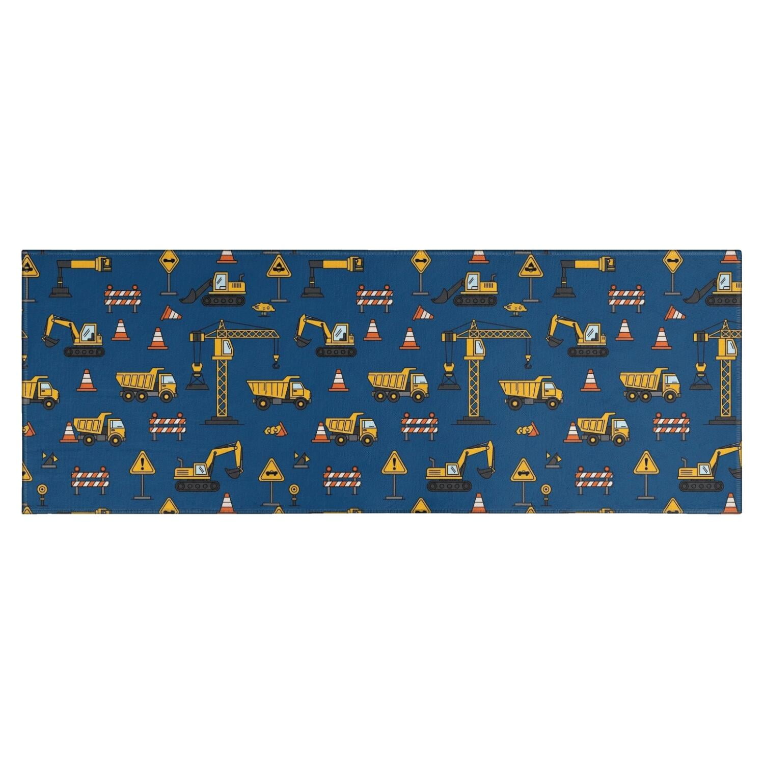 Cartoon Construction Vehicles Traffic Cones Kitchen Rug Mat,Kitchen ...