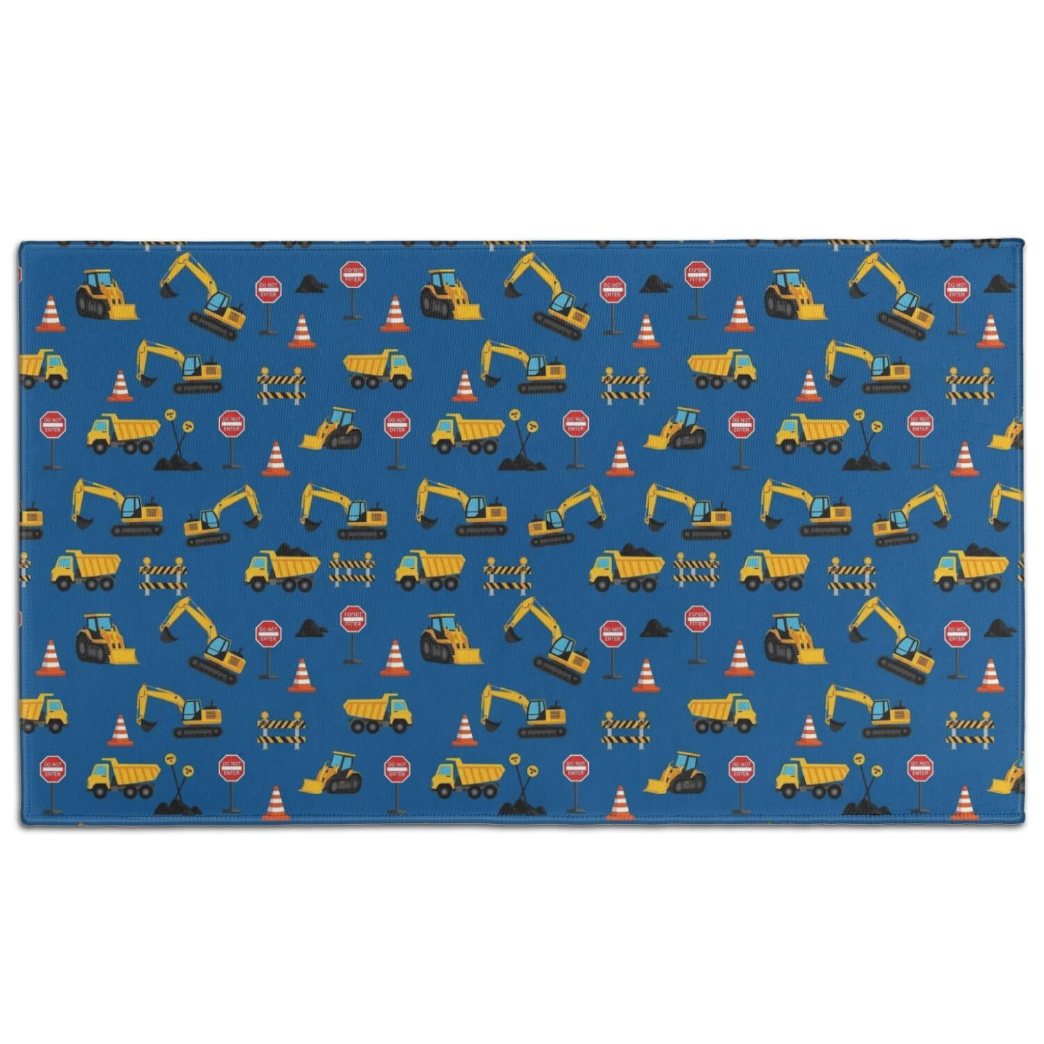 Cartoon Construction Vehicles Traffic Signs Door Rugs,Washable Non Slip ...
