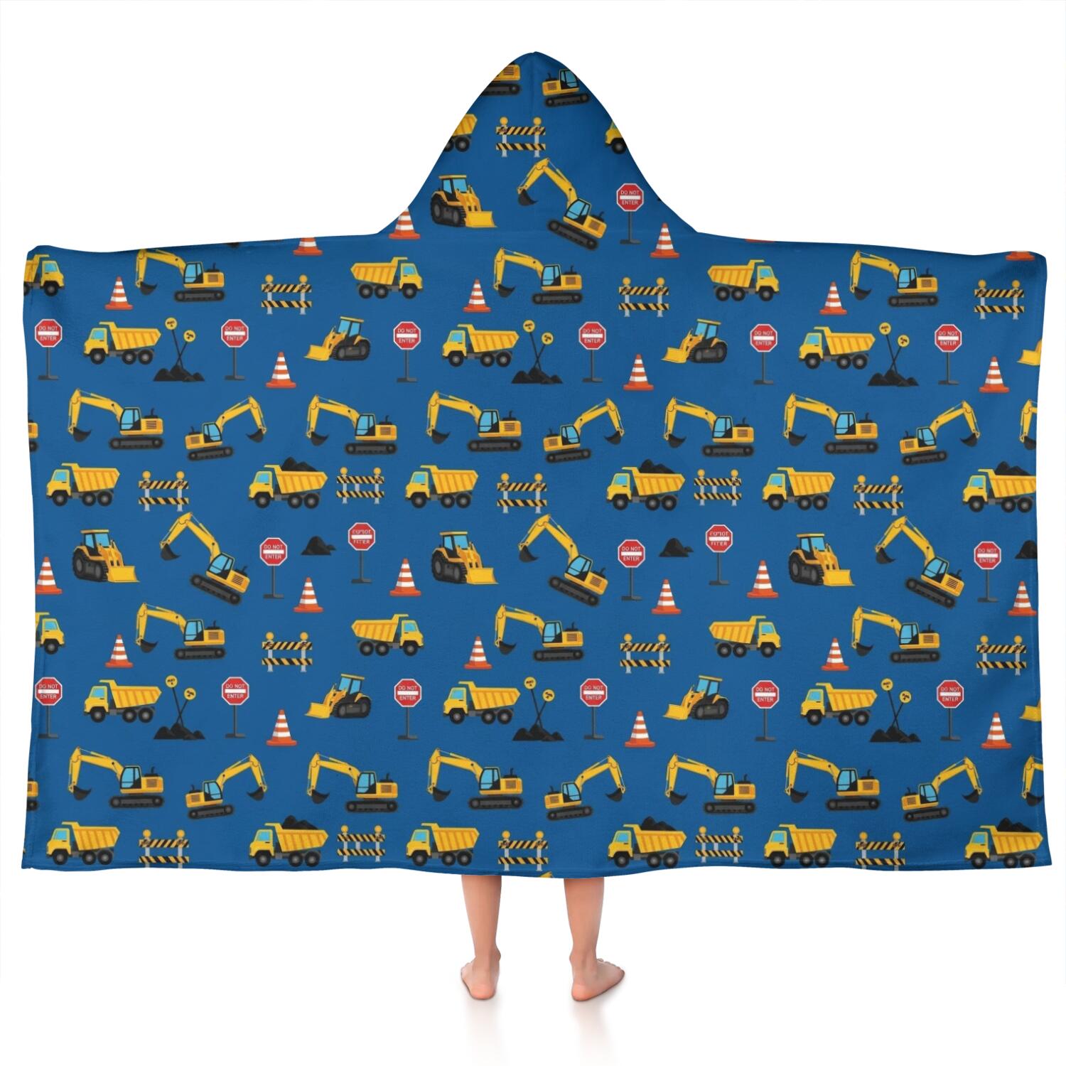 Cartoon Construction Vehicles Traffic Signs Hooded Bath Towel，50"x30 ...