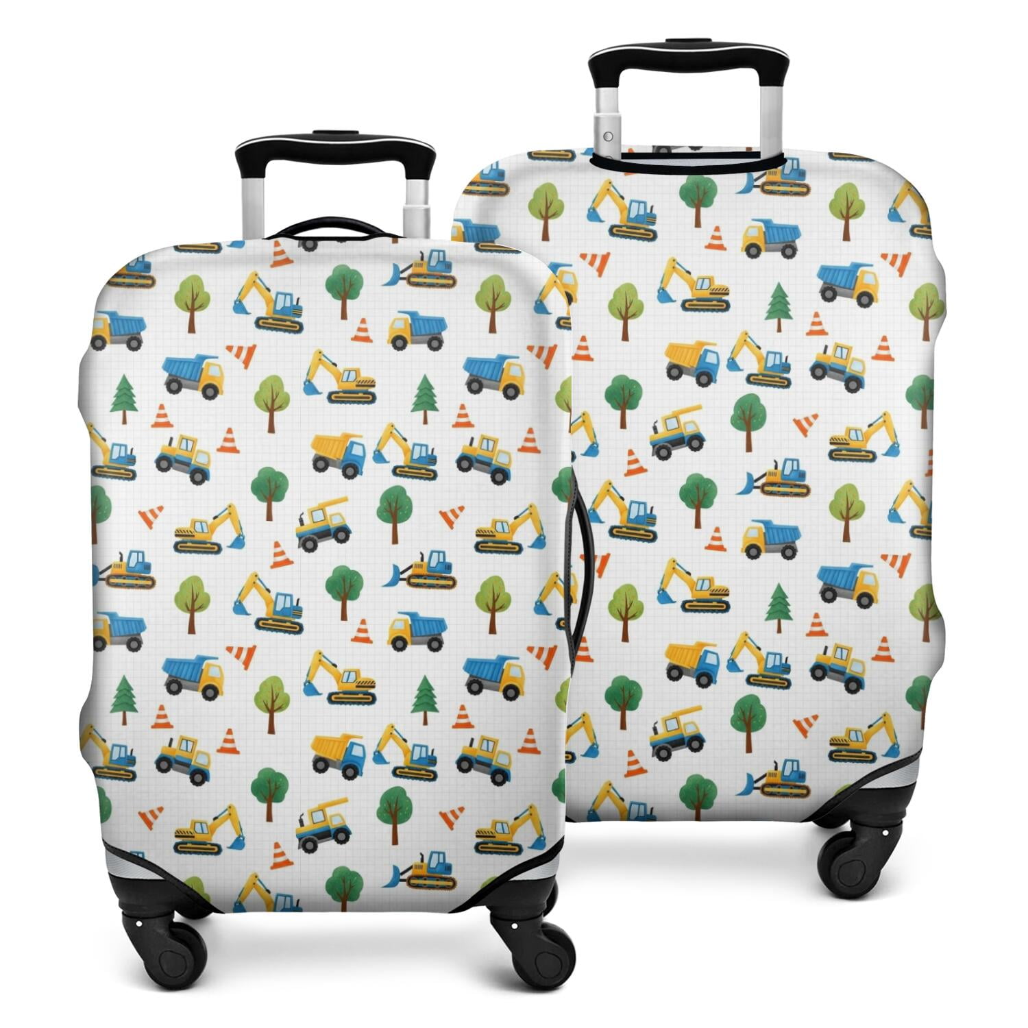 Cartoon Construction Vehicles Trees Luggage Cover Fashion Suitcase ...